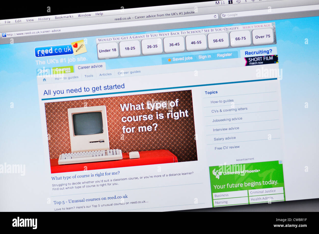 Reed website - job search Stock Photo - Alamy