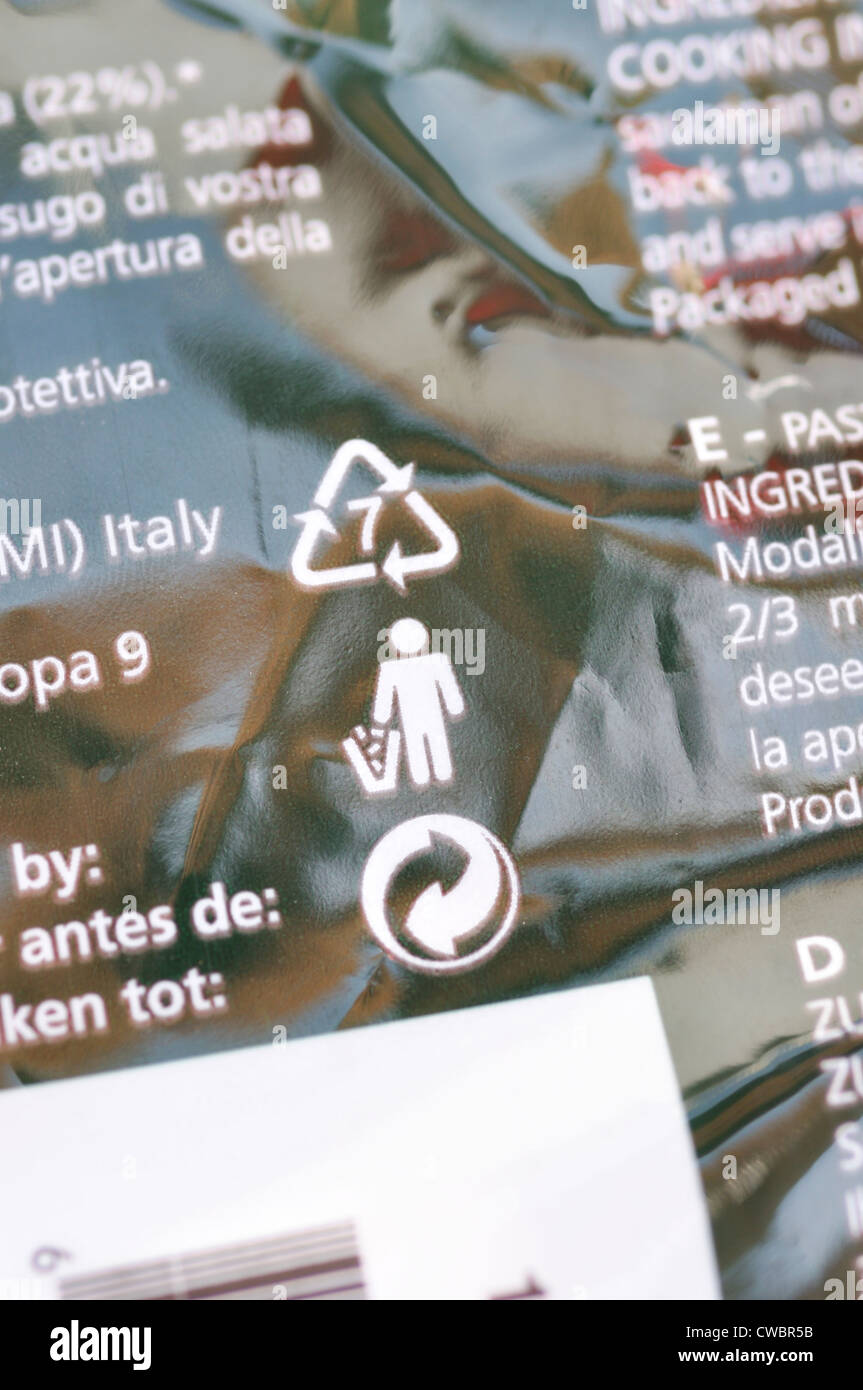 Recycle sign on food package hi-res stock photography and images - Alamy