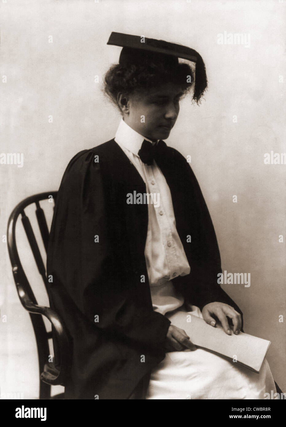 Helen Adams Keller (1880-1968), wearing academic cap and gown in 1904 ...