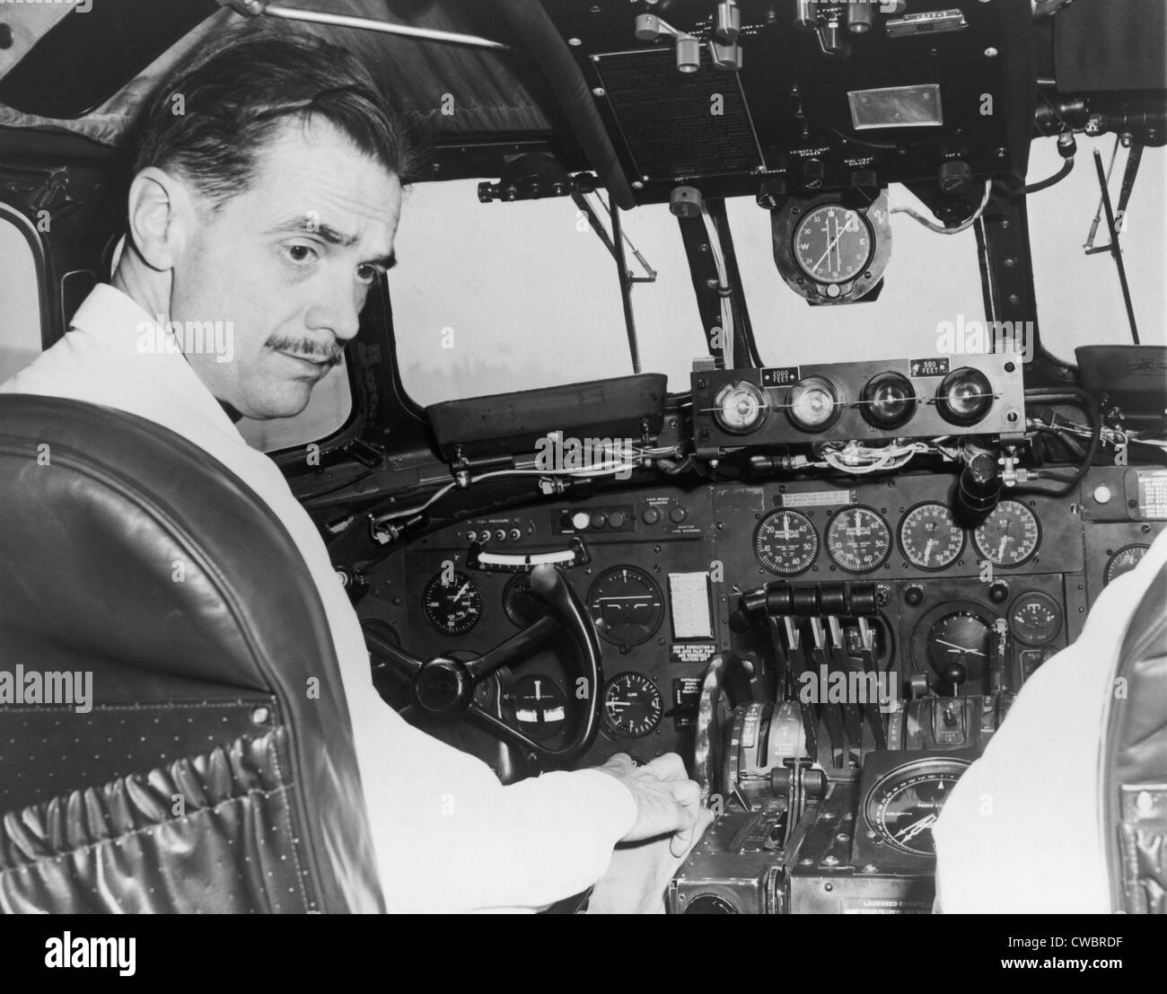 Howard Hughes Seated In The Cockpit Twa Constellation To Demonstrate A New Radar Terrain
