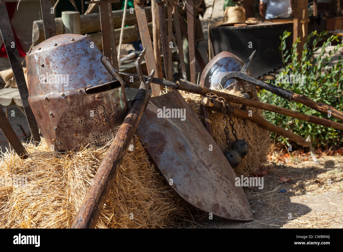 Grand Helm, Shield, Trident and Flail in the armory tent at the ...