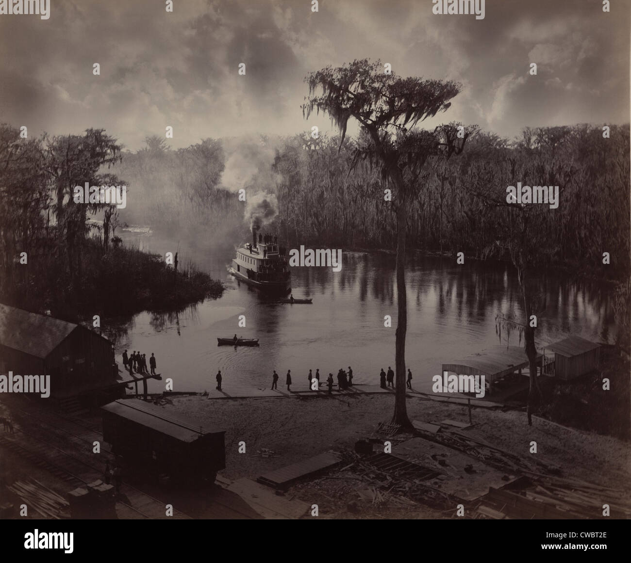 Steamboat approaching dock, at Silver Springs, Florida by Canadian ...