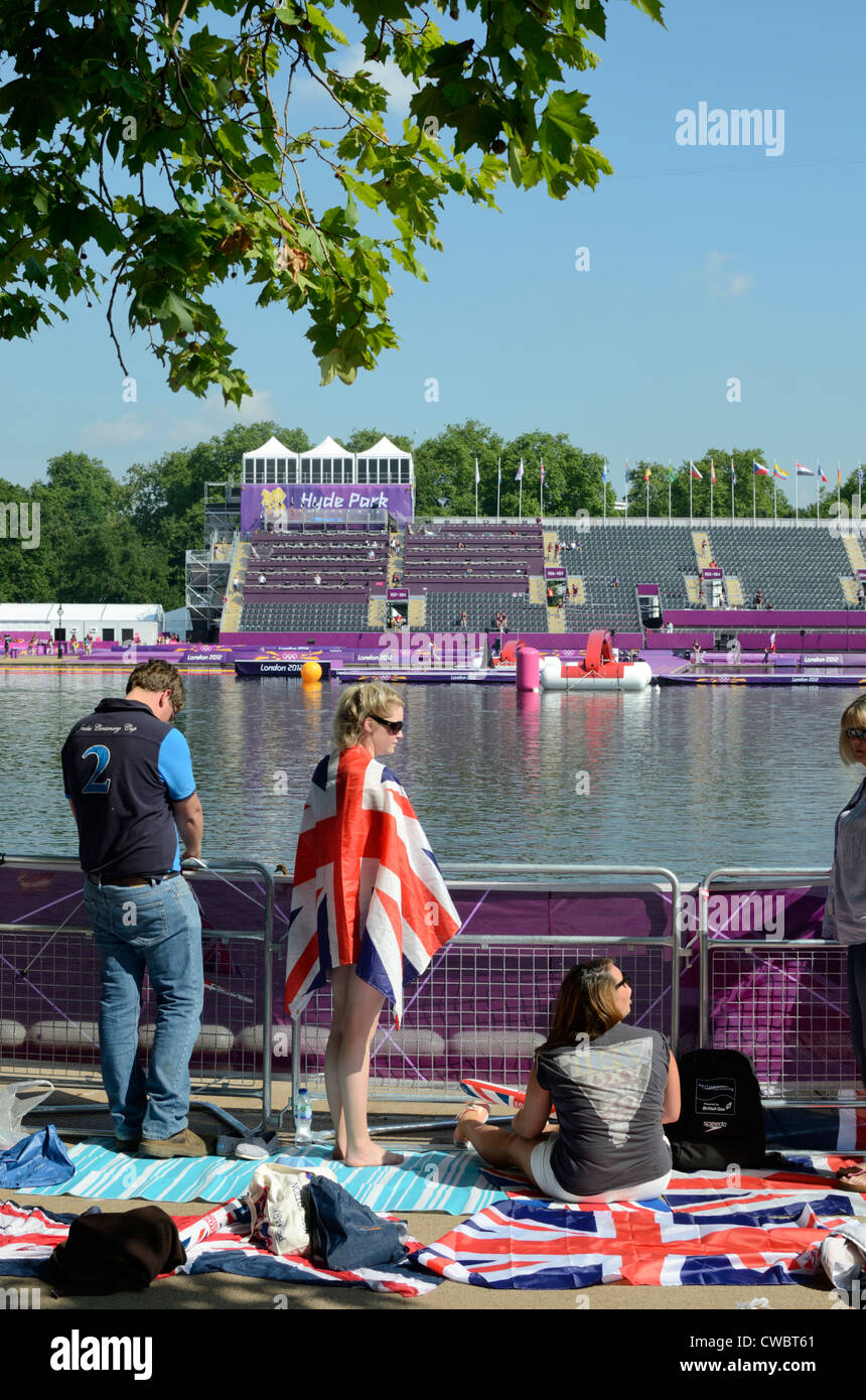 Spectators at London 2012 free Olympic event in Hyde Park Stock Photo ...