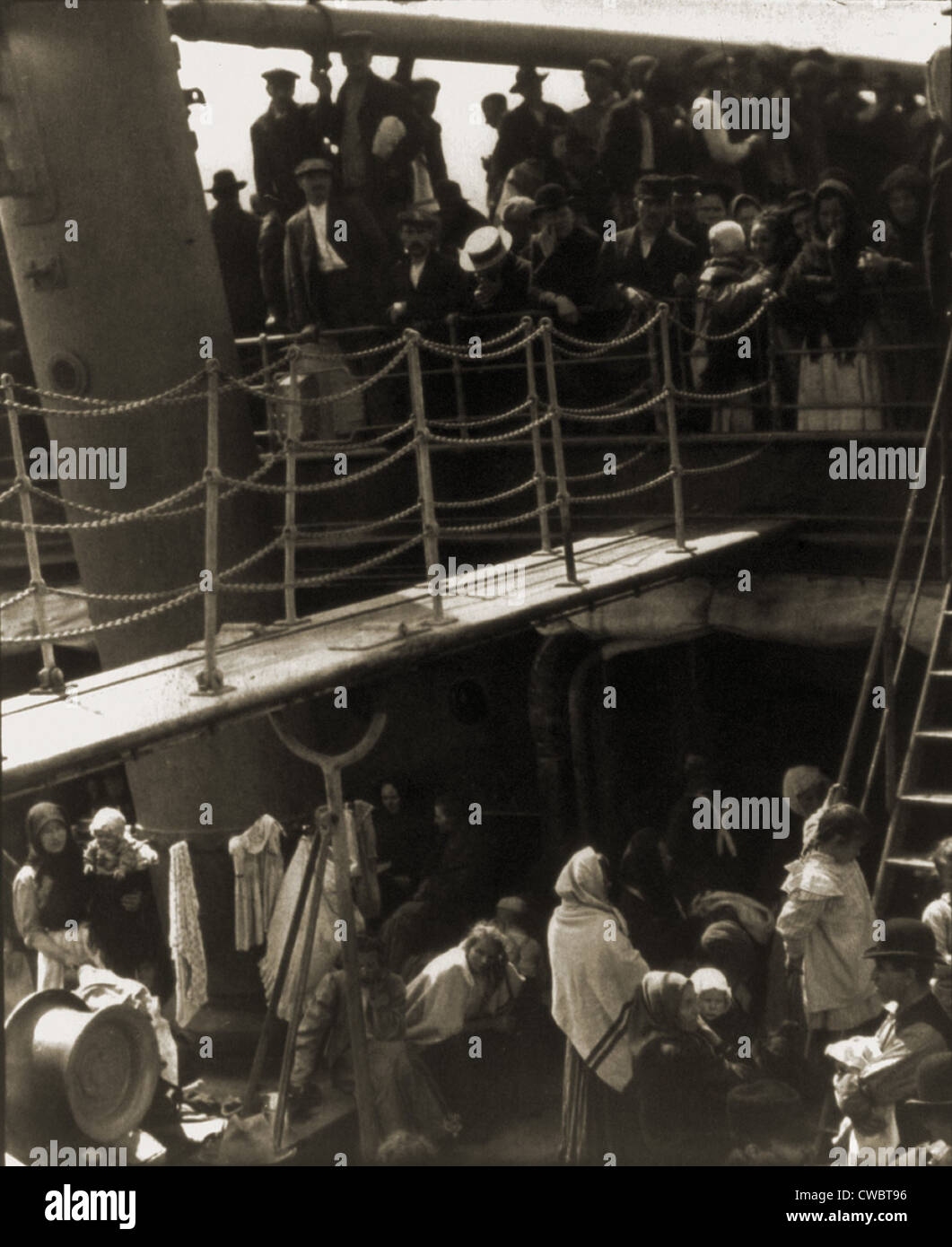 THE STEERAGE, 1907, immigrants on steerage deck of ship arriving in New ...