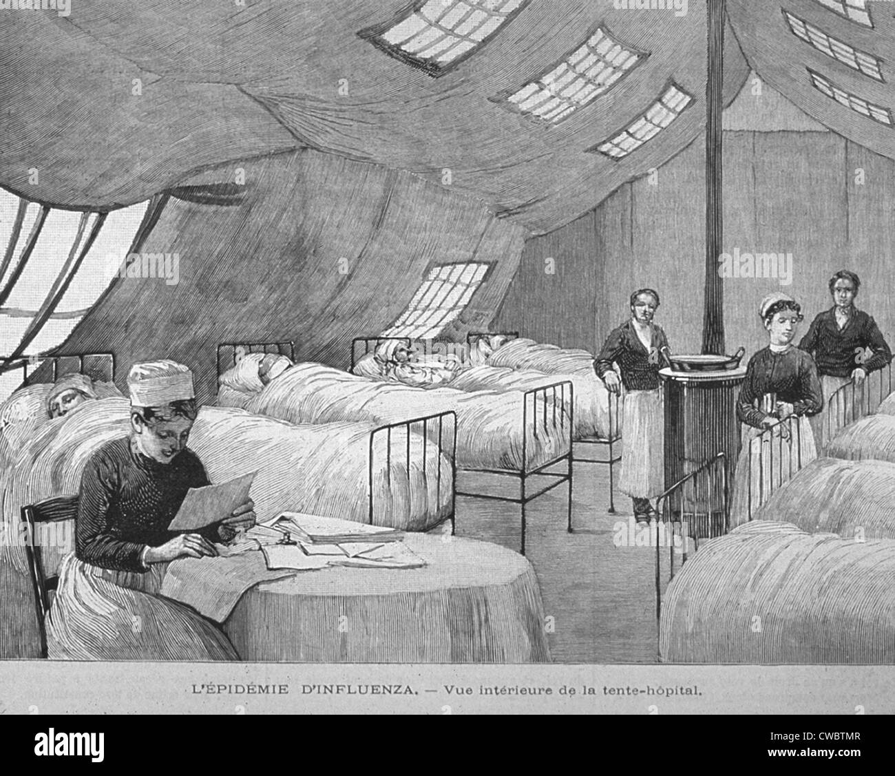 Asian Flu epidemic of 1889-90. In Paris, patients are treated in a ...