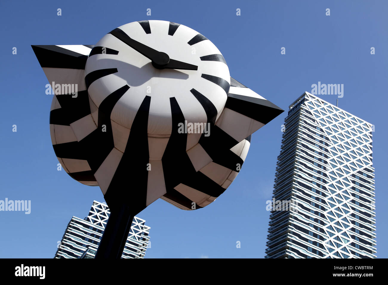 Clock outside train station the Hague Netherlands.Zebra clock Stock ...
