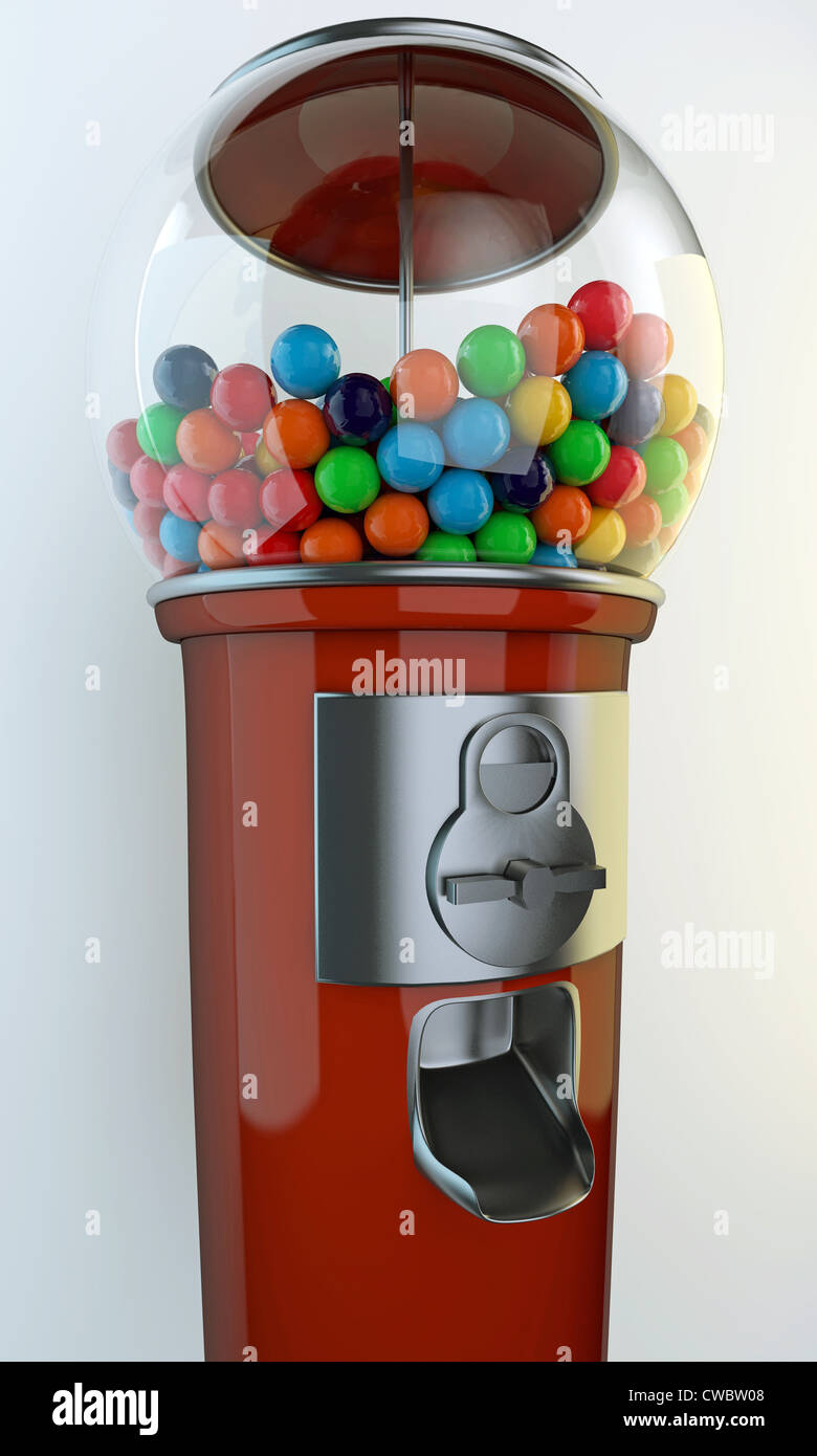 gum-ball machine old style isolated on white background Stock Photo - Alamy