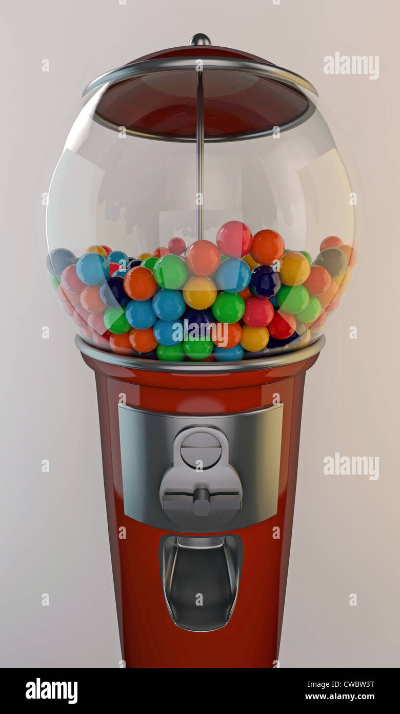 gum-ball machine old style isolated on white background Stock Photo - Alamy