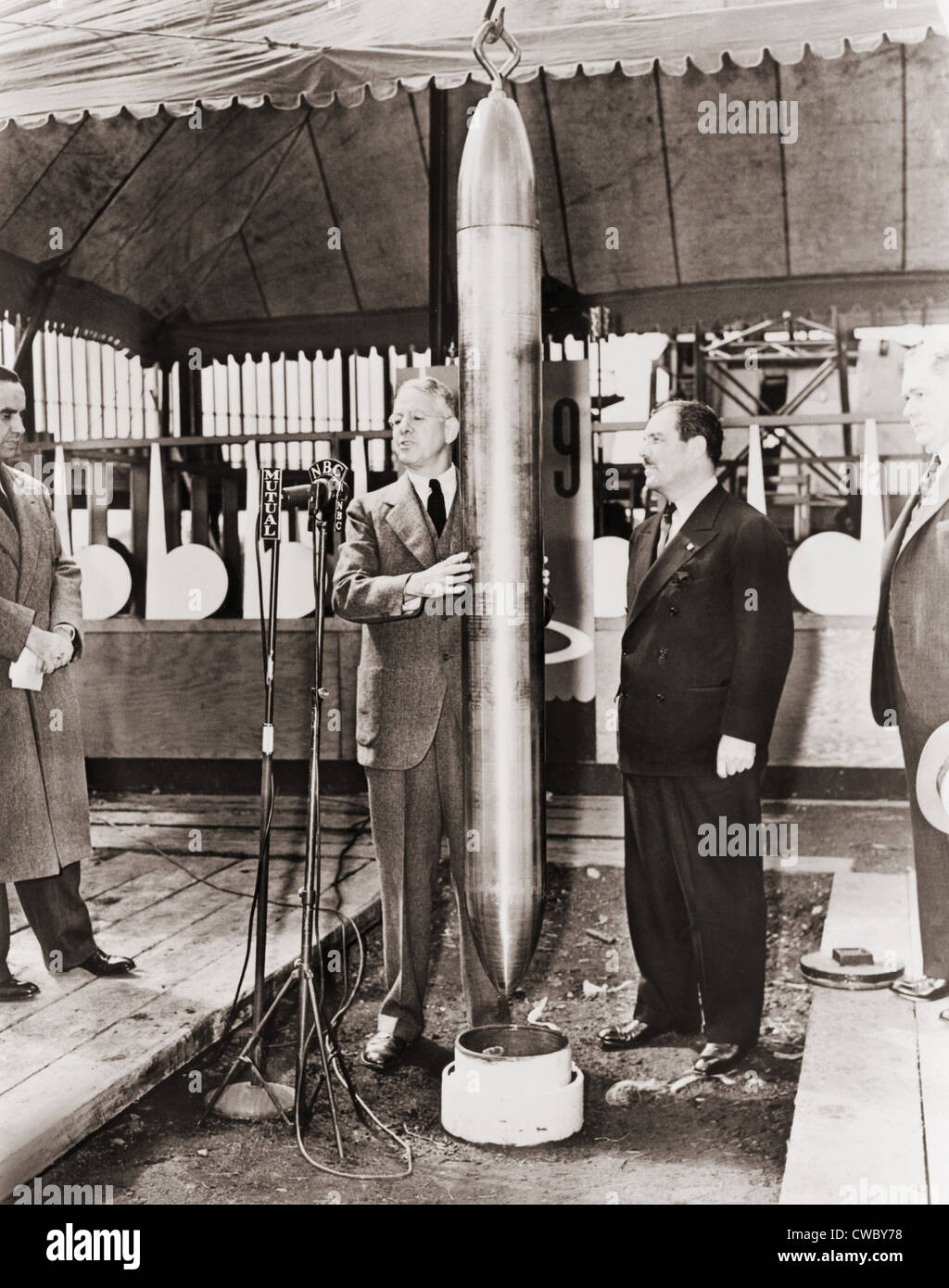 Grover Whalen and A.W. Robertson watching the Westinghouse Time Capsule ...