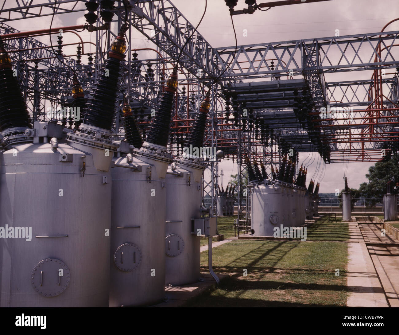 Switchyard at TVA's Wilson Dam hydroelectric plant, near Sheffield ...