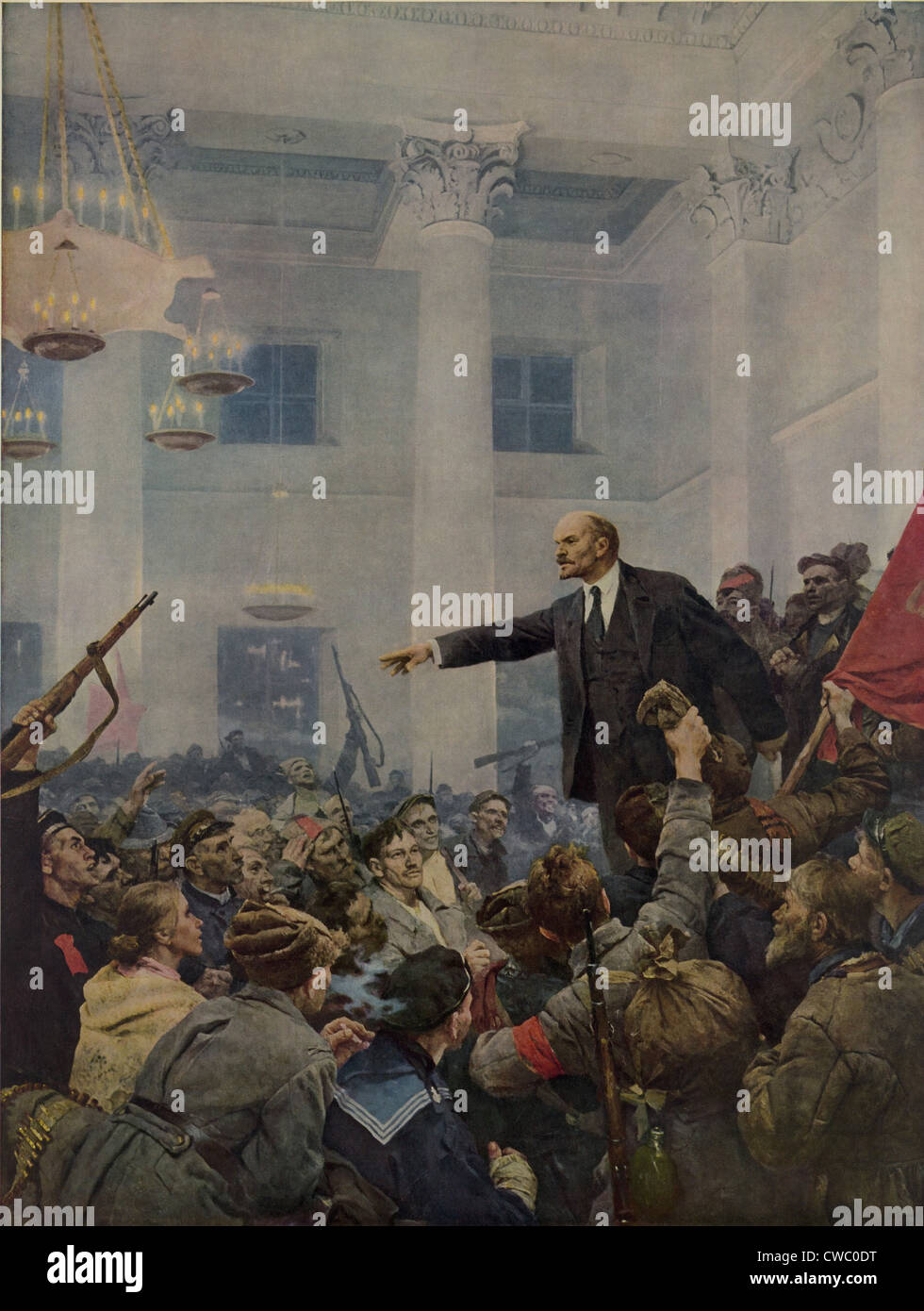 Lenin (1870-1924) declaring power of the Soviets, which was followed by ...