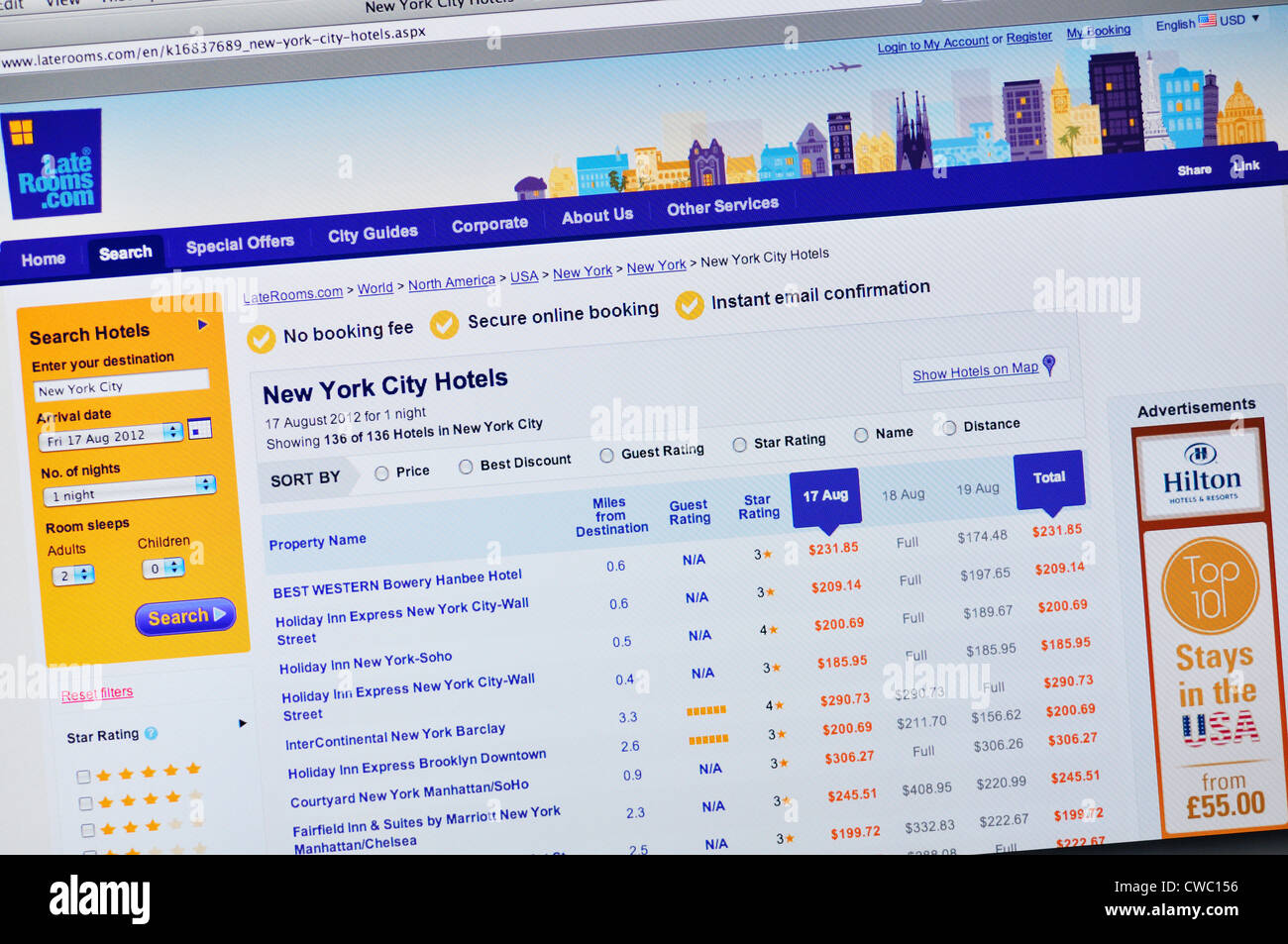 Laterooms website - hotel booking and deals Stock Photo - Alamy