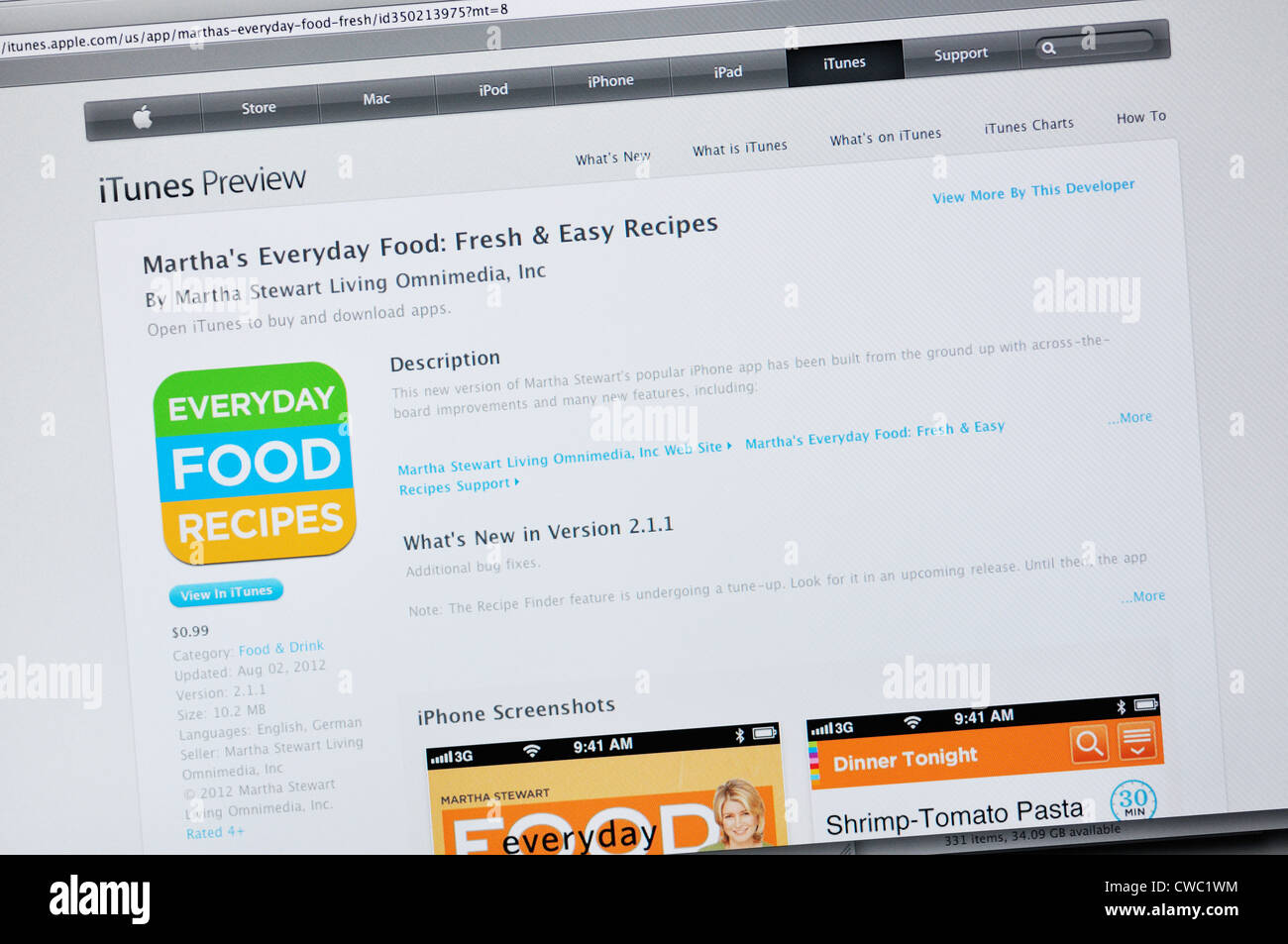 Martha Stewart app website - recipes, crafts and entertaining Stock ...