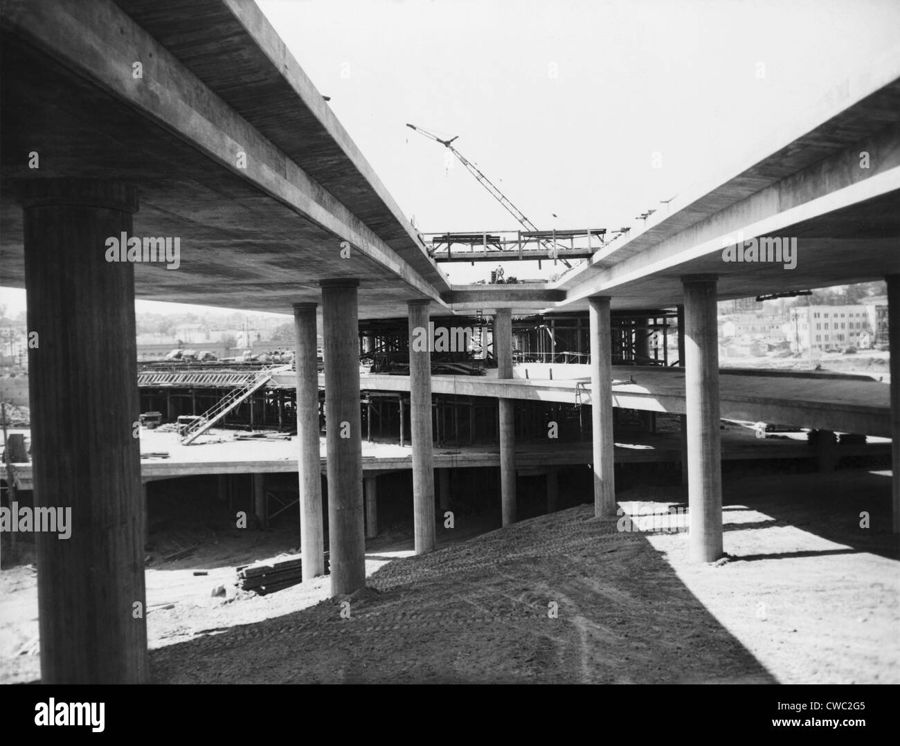 Four-level clover leaf Expressway intersection under construction near ...
