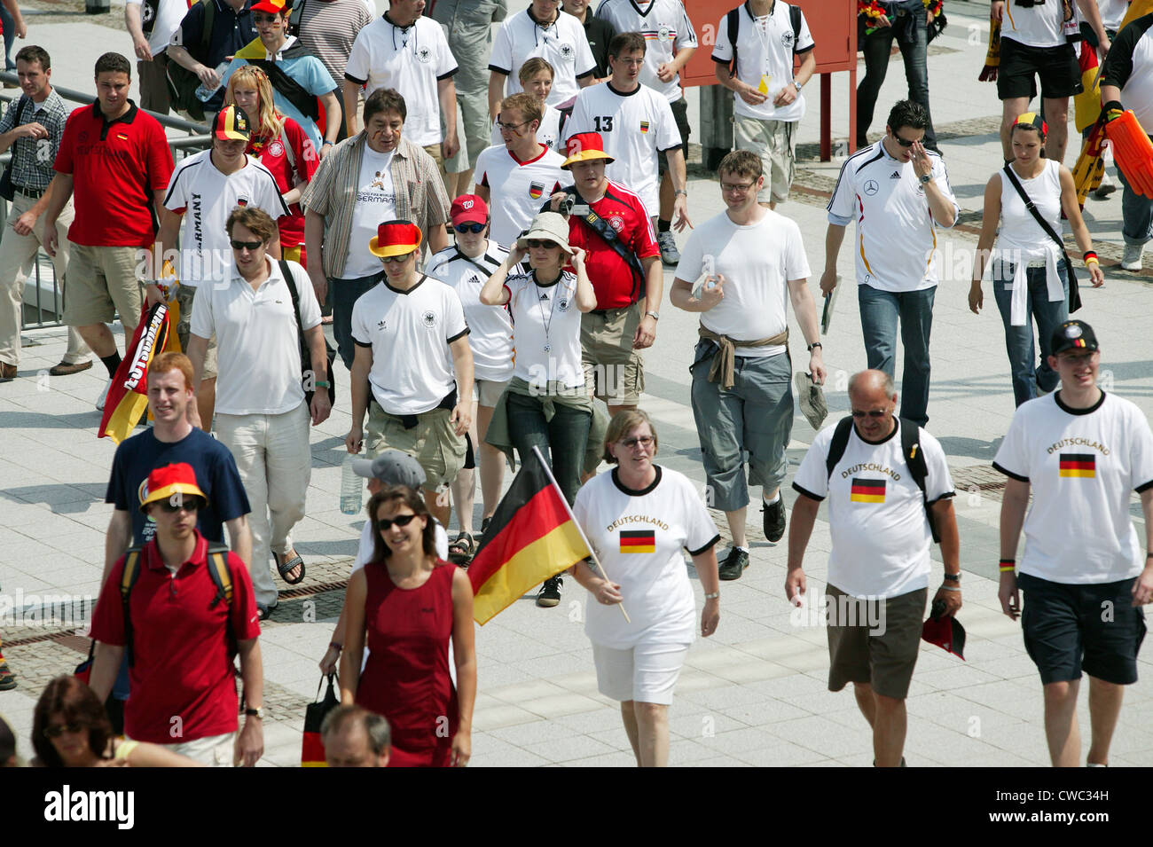 Berlin, German football fans on their way to Olympic Stadium Stock ...