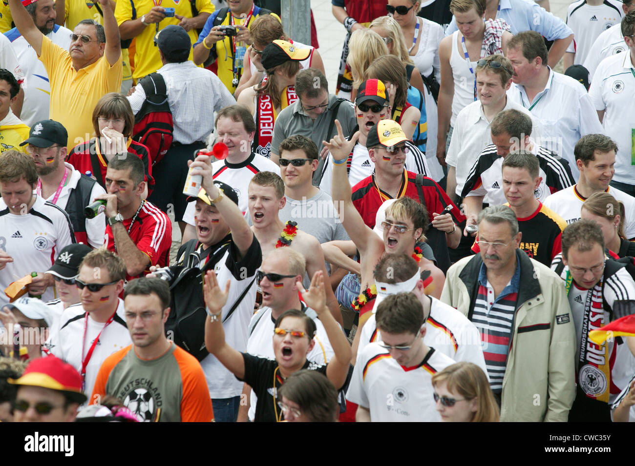 Berlin, German football fans on their way to Olympic Stadium Stock ...