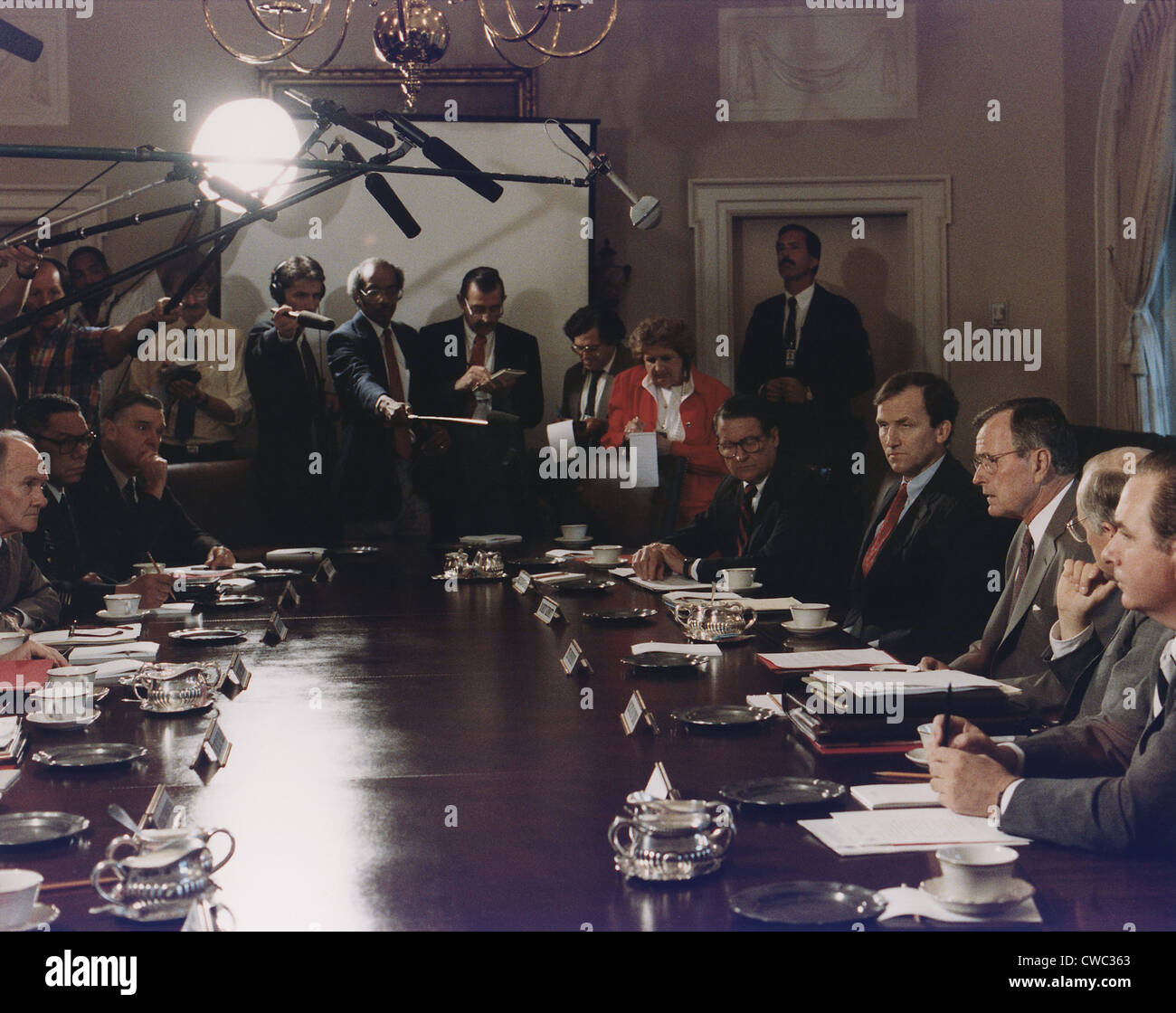President Bush participates in a full National Security Council meeting ...