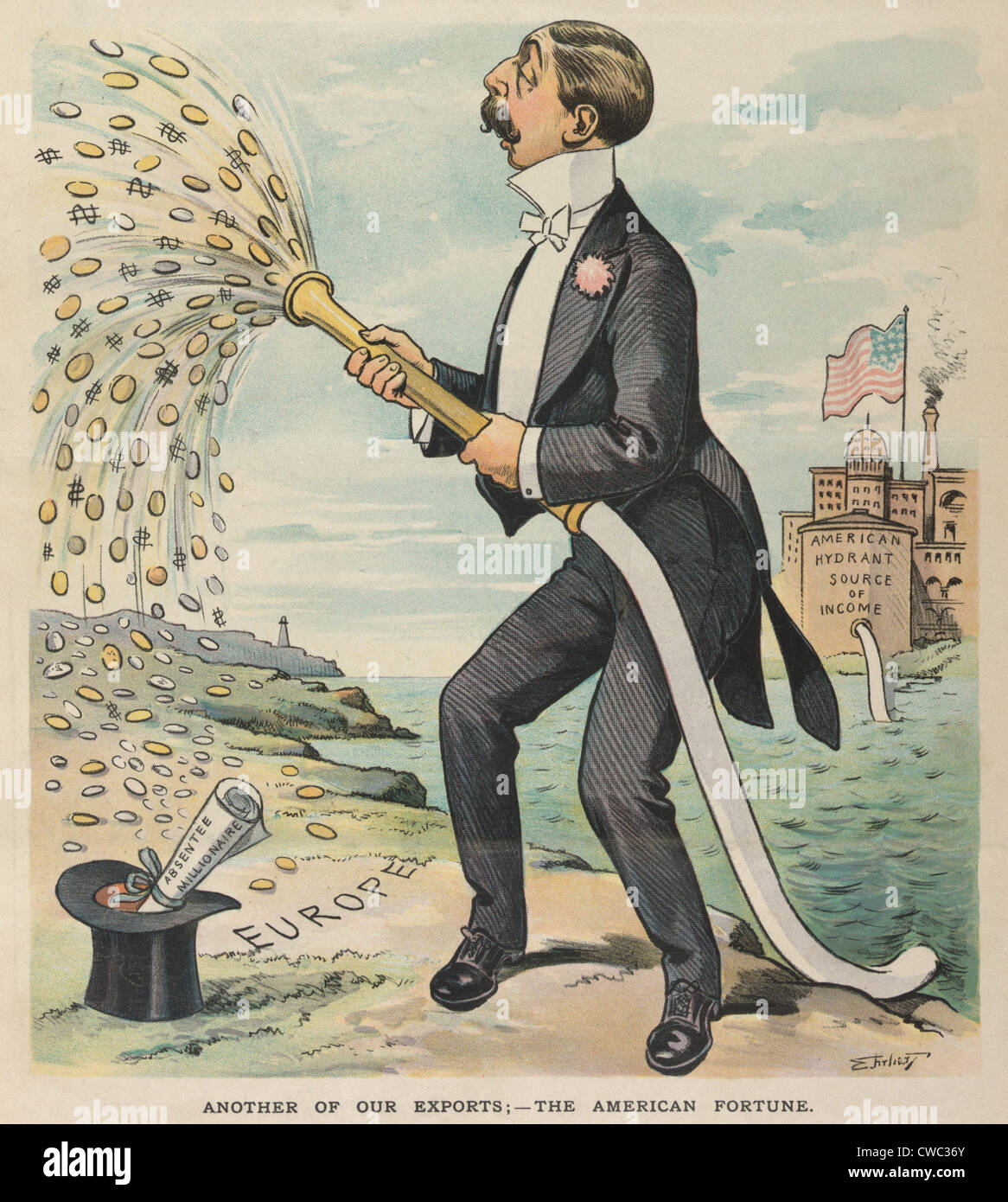 ANOTHER OF OUR EXPORTS-THE AMERICAN FORTUNE. The cartoon shows an ...