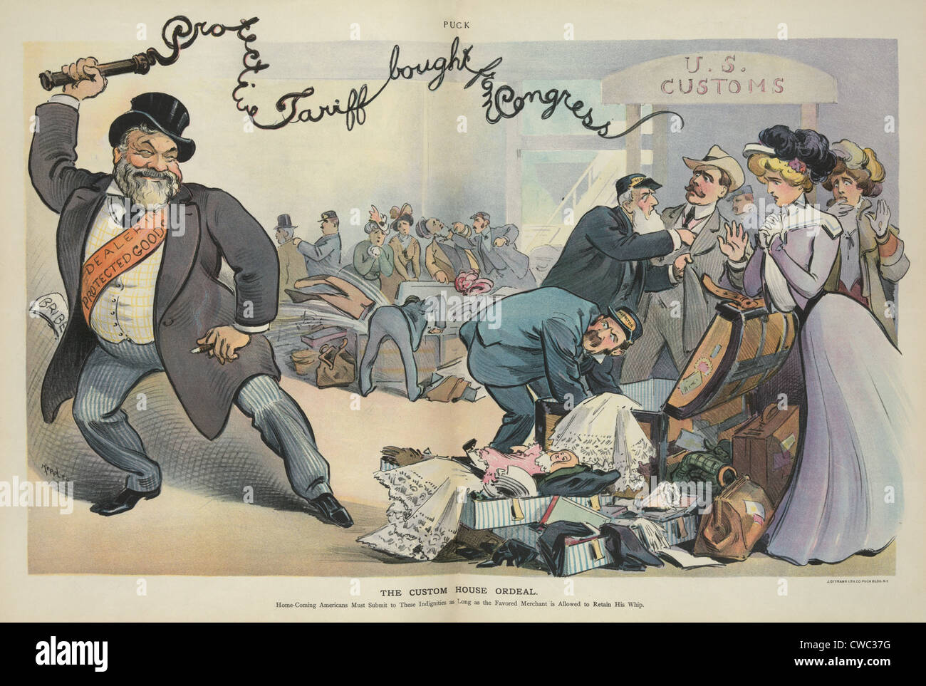 THE CUSTOM HOUSE ORDEAL. Cartoon against protective tariffs which ...