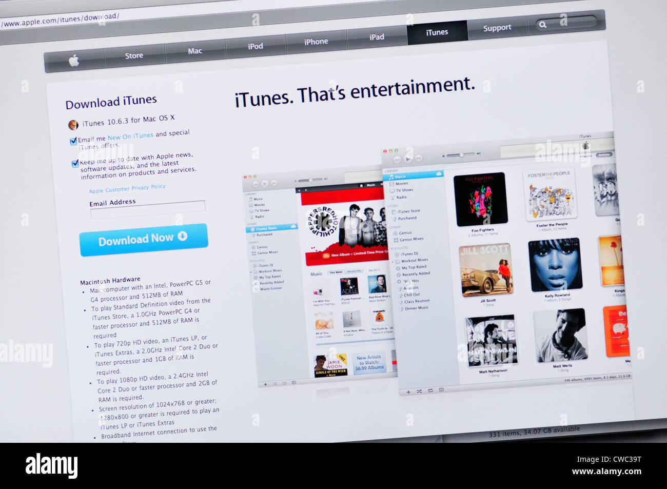 Screenshot of itunes hi-res stock photography and images - Alamy