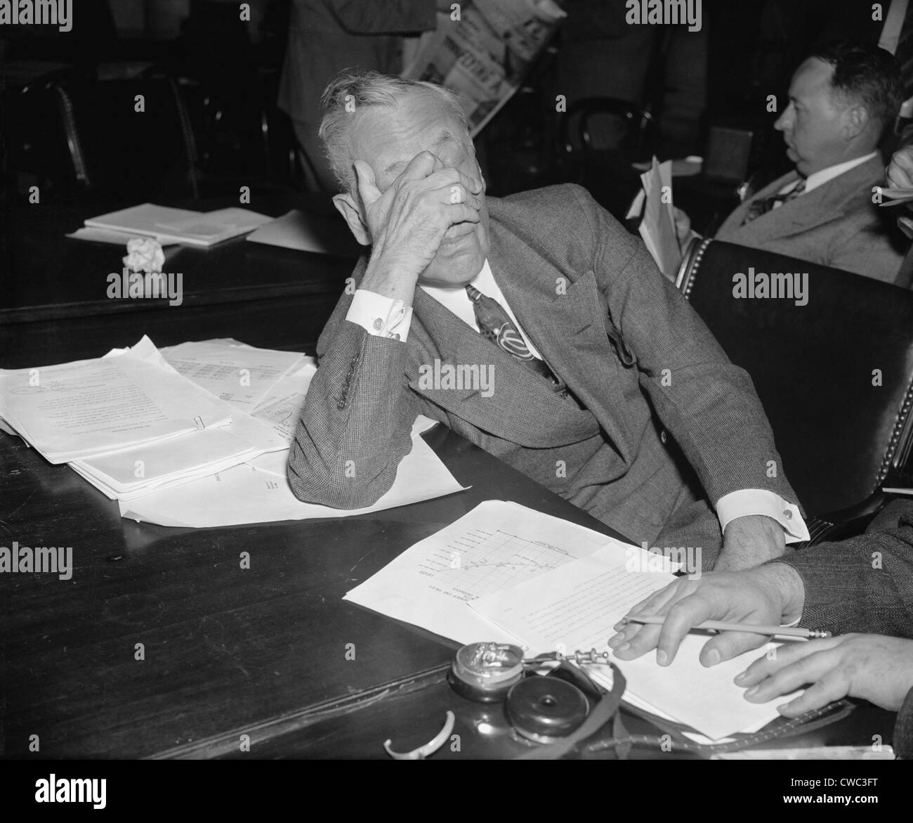 Alfred P. Sloan 1875-1966 chairman of General Motors covered his face ...