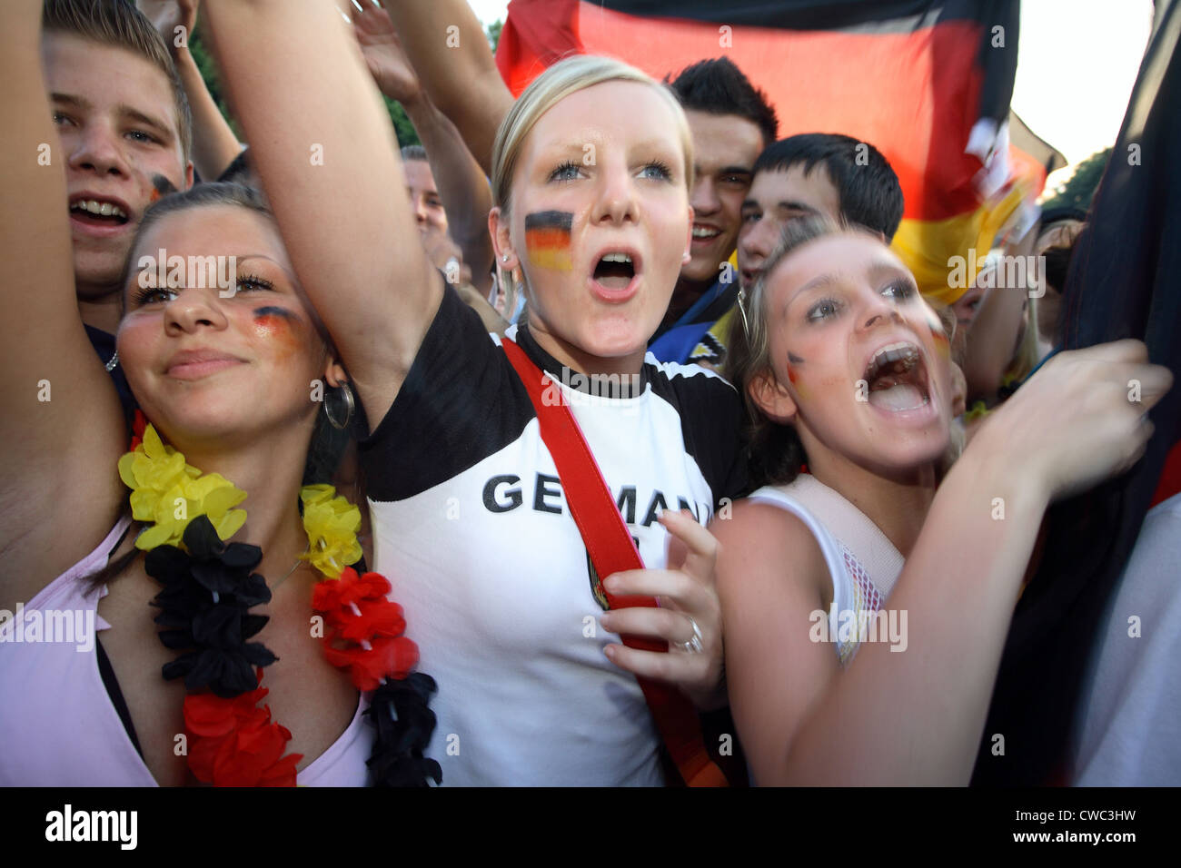 Soccer Fans World Cup 2006 German Girl Scream Enthusiastically Stock
