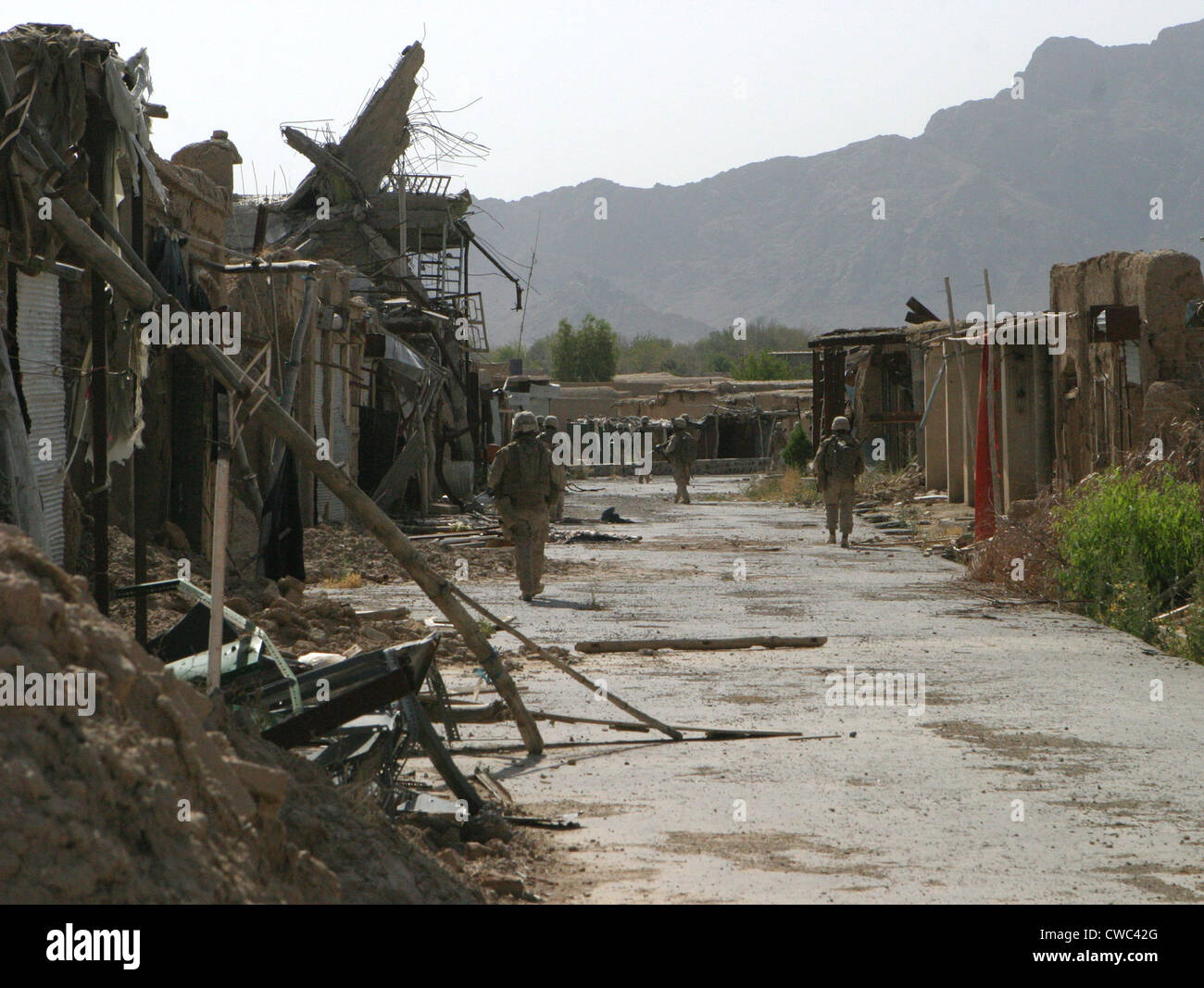 U.S. Marines conduct a patrol in the city of Now Zad Helmand province ...