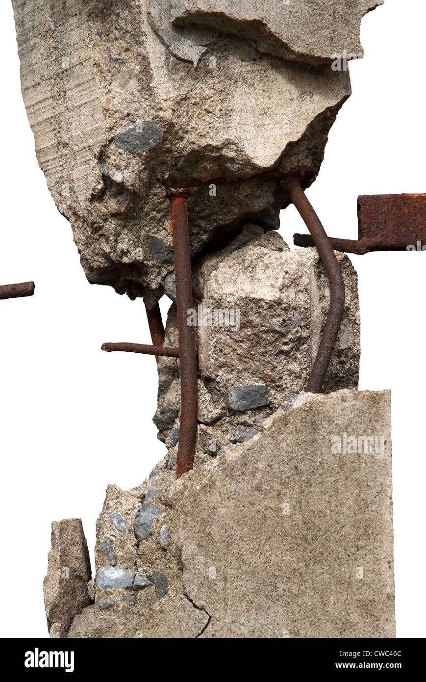 Broken concrete pillars and steel structures seen Stock Photo - Alamy