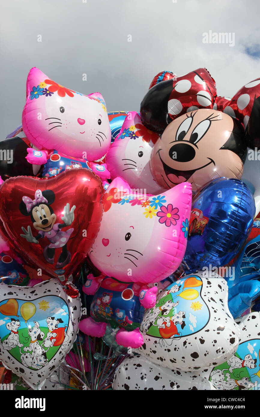 A selection of different shaped and coloured balloons on sale Stock ...