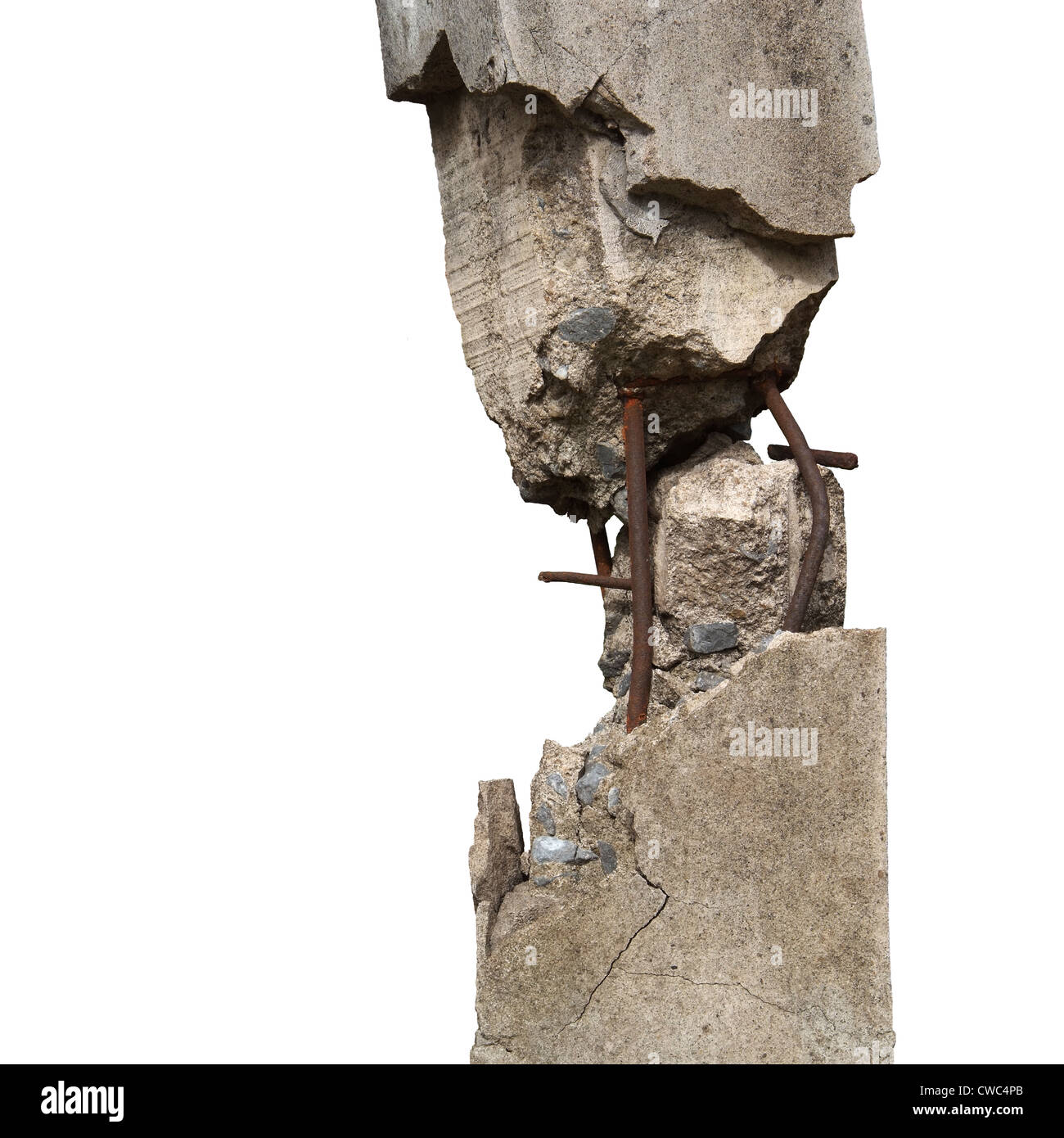 Broken concrete pillars and steel structures seen Stock Photo - Alamy