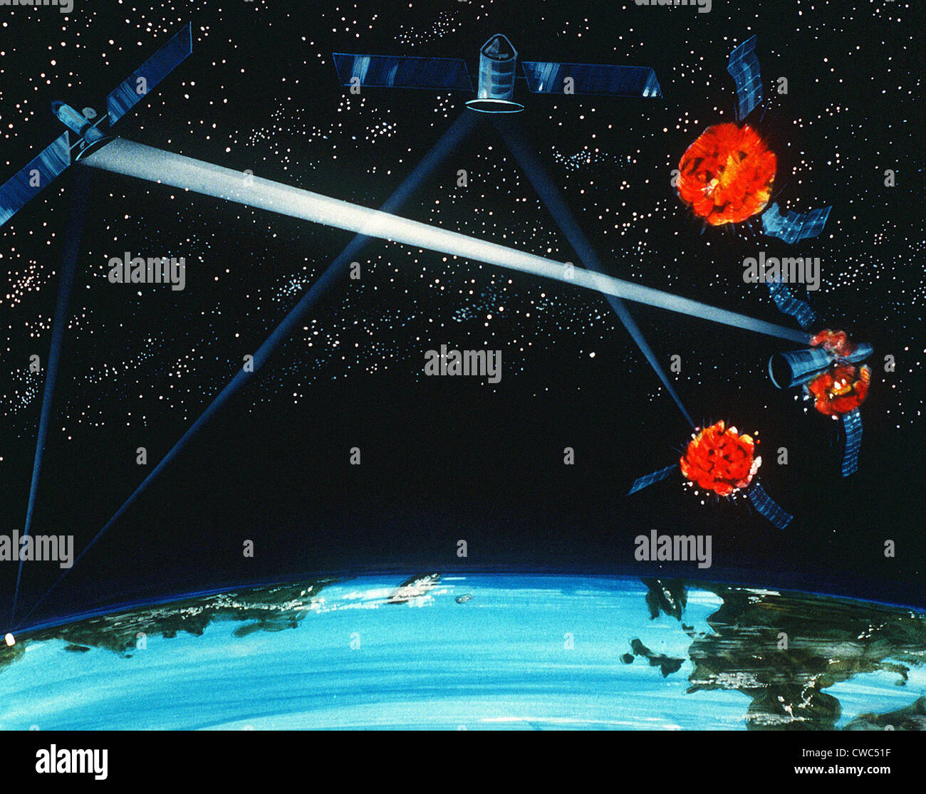 1984 military artist's concept of a hybrid ground and space-based laser ...