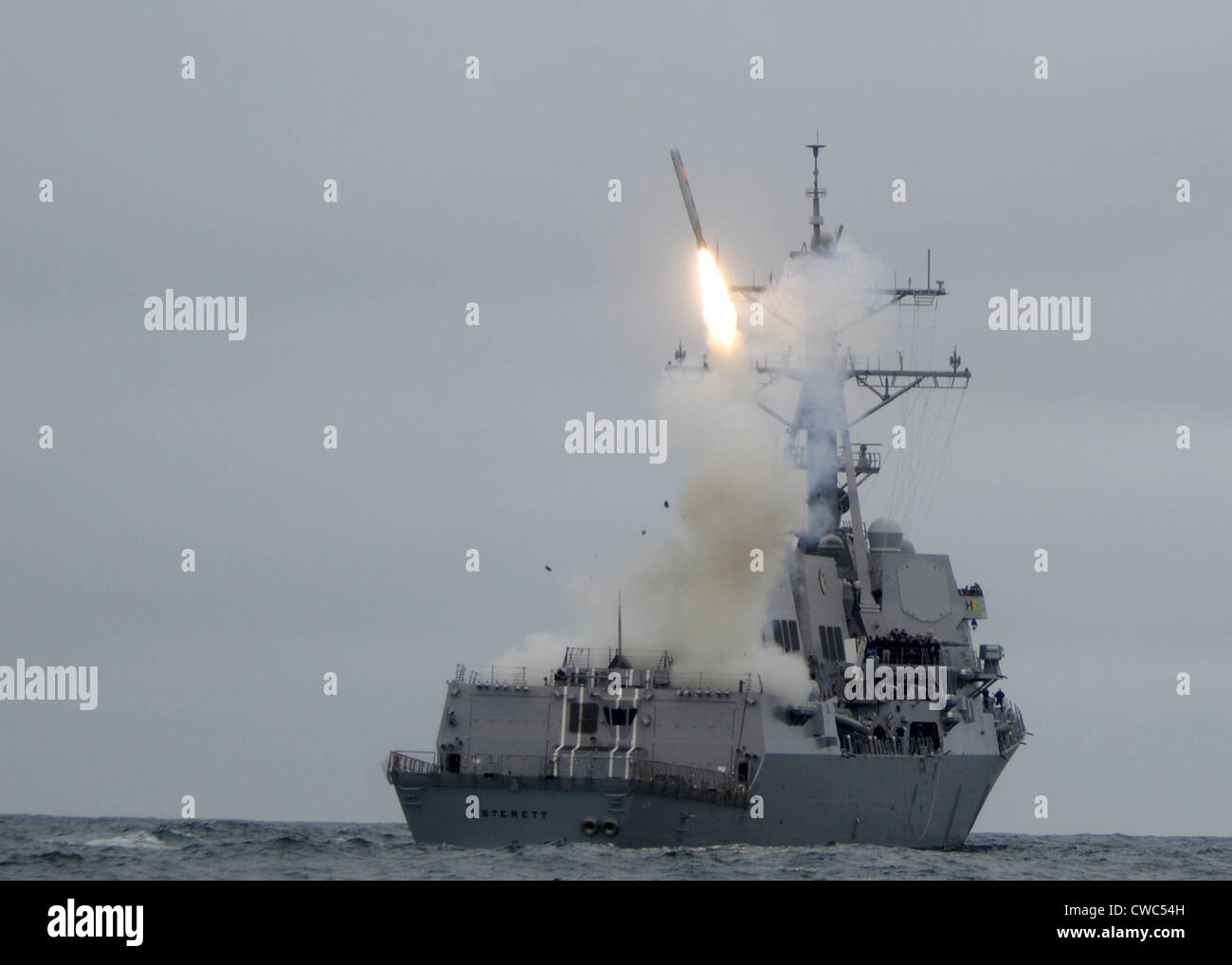 Tomahawk cruise missile launches from the guided-missile destroyer USS ...