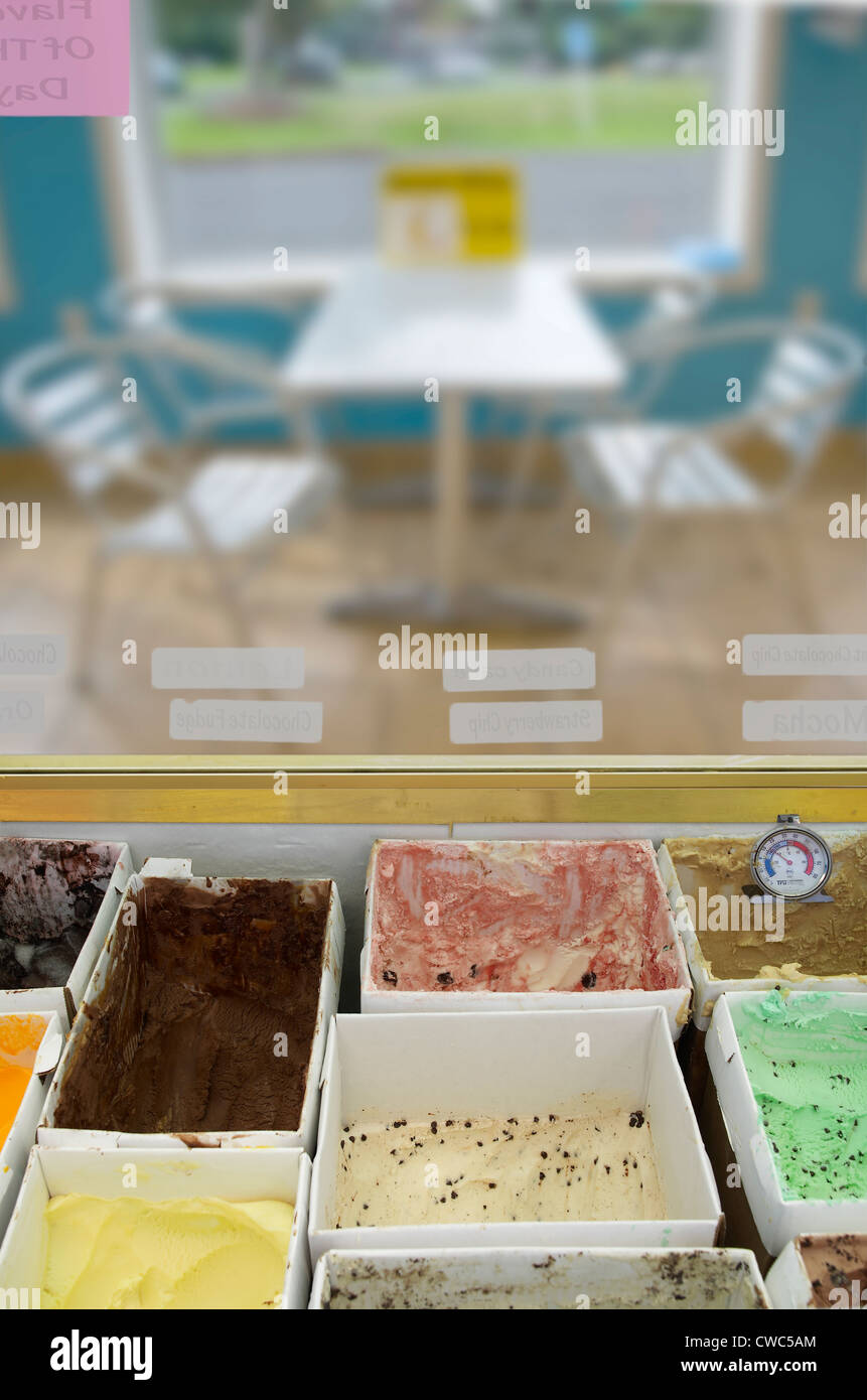 Ice Cream In Ice Cream Shop Parlor From Employee Point Of View Stock ...