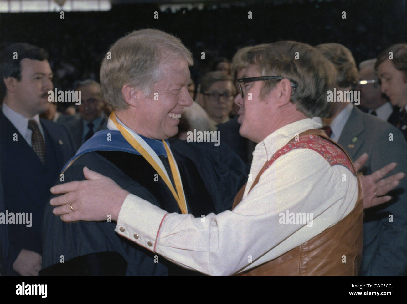 Jimmy Carter greets his brother Billy Carter at the commencement ...
