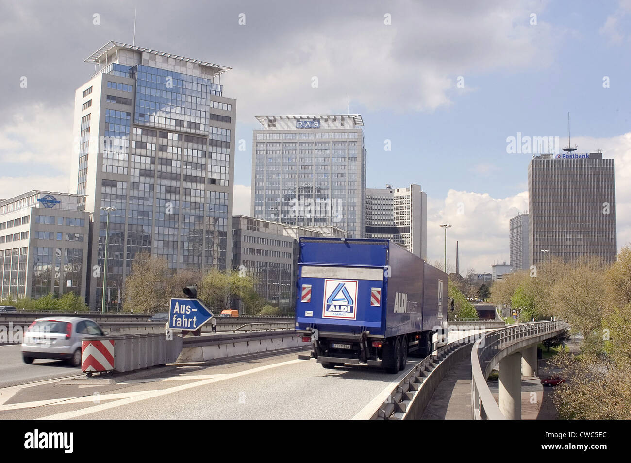 Aldi truck is leaving the motorway in Food Stock Photo - Alamy