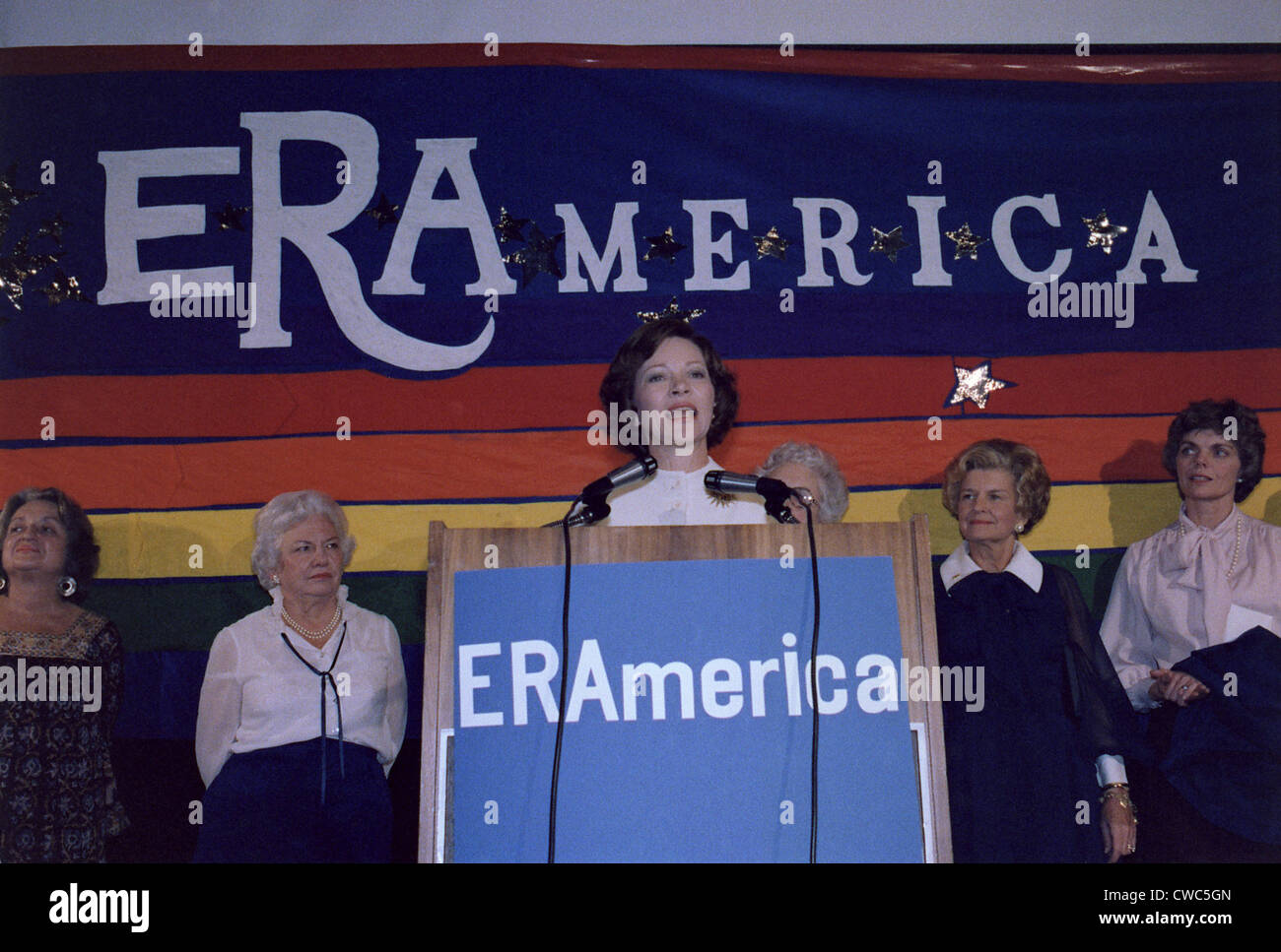 Rosalynn Carter speaking in support of passage of the Equal Rights ...