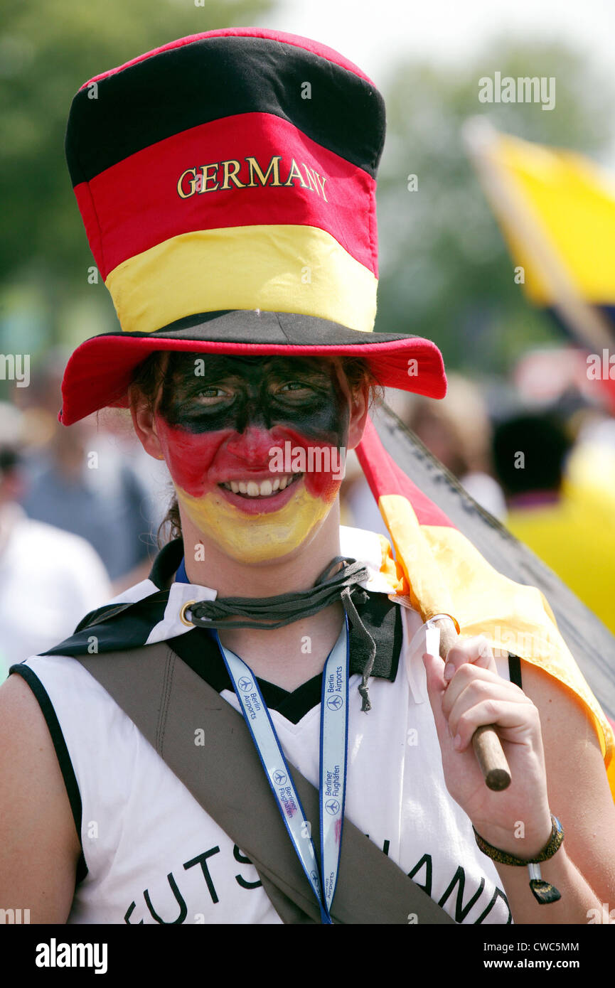 Berlin, German football fan with painted face Stock Photo - Alamy