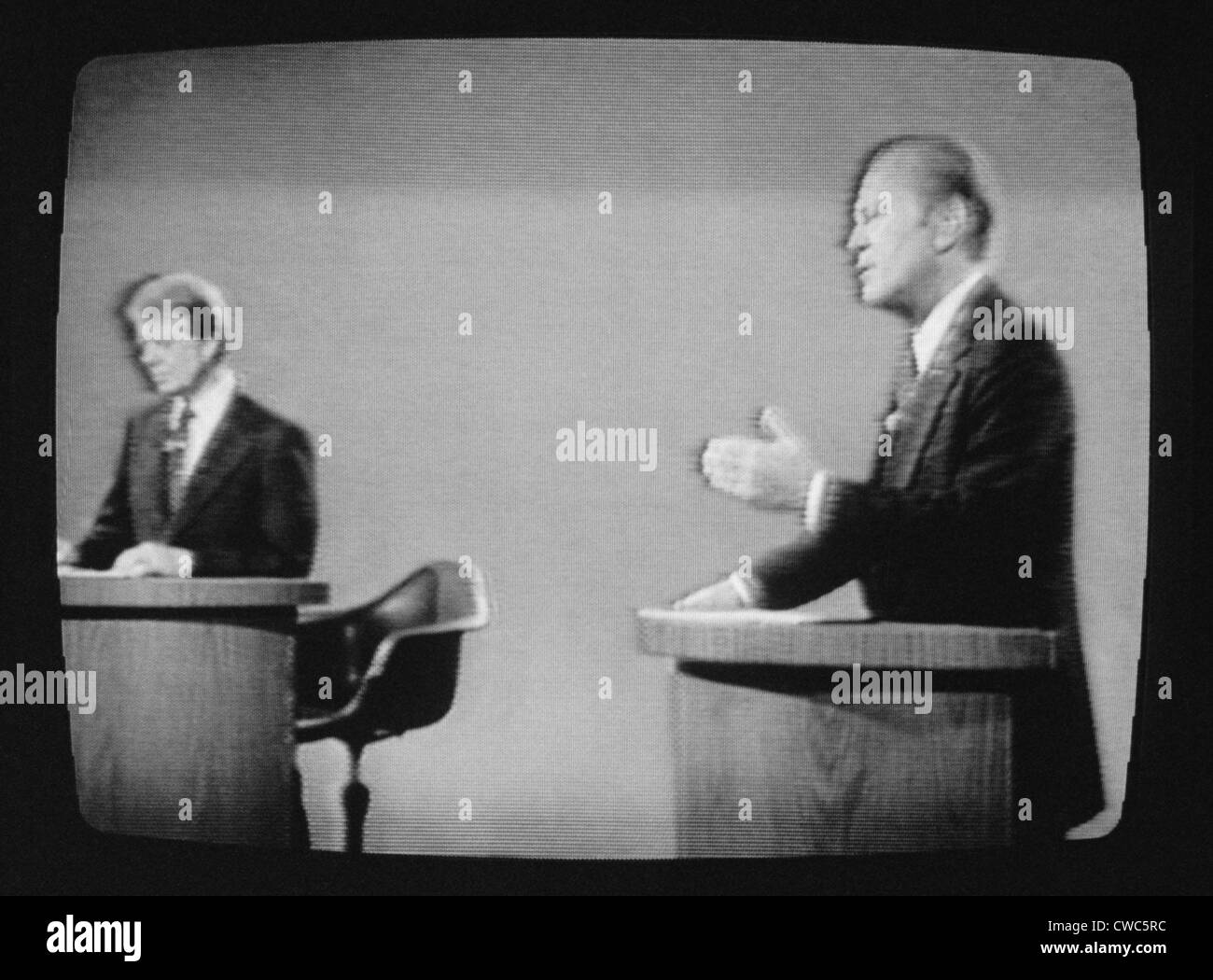 President Gerald Ford and Jimmy Carter on television during their first ...