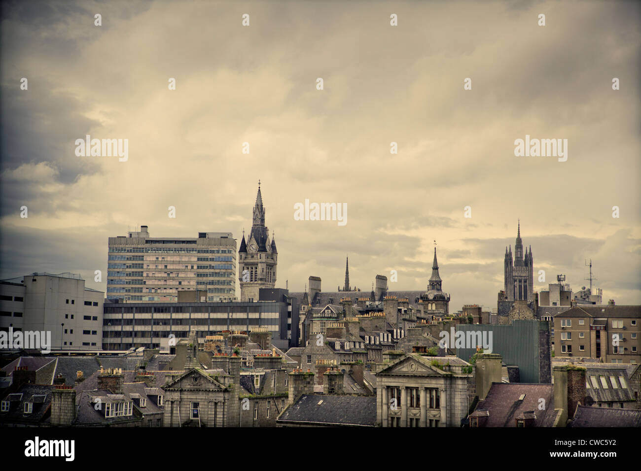 Cityscape of Aberdeen, taken from the ferry as it leaves the harbour on ...