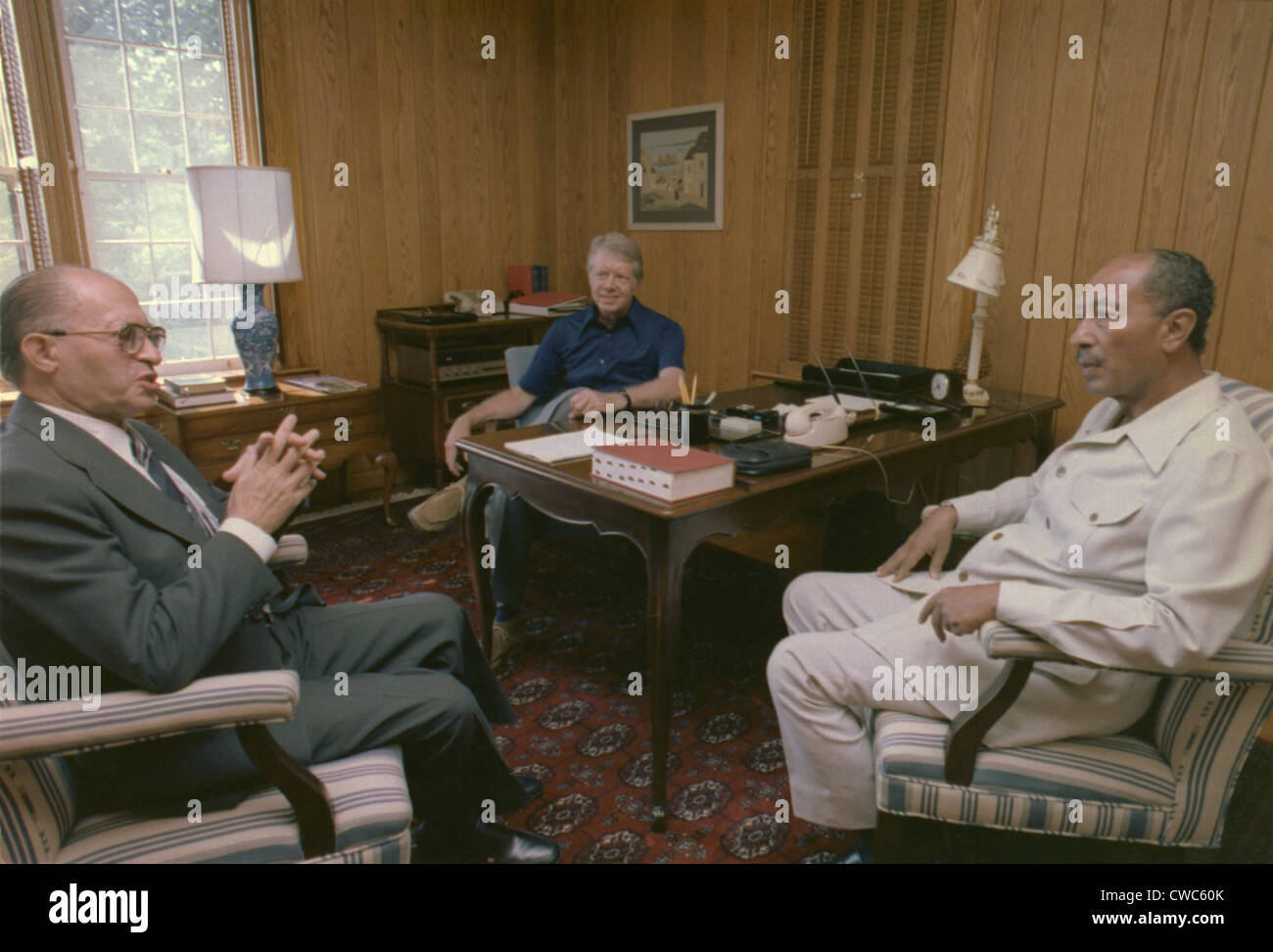 Menahem Begin Jimmy Carter and Anwar Sadat meet during the Camp David ...