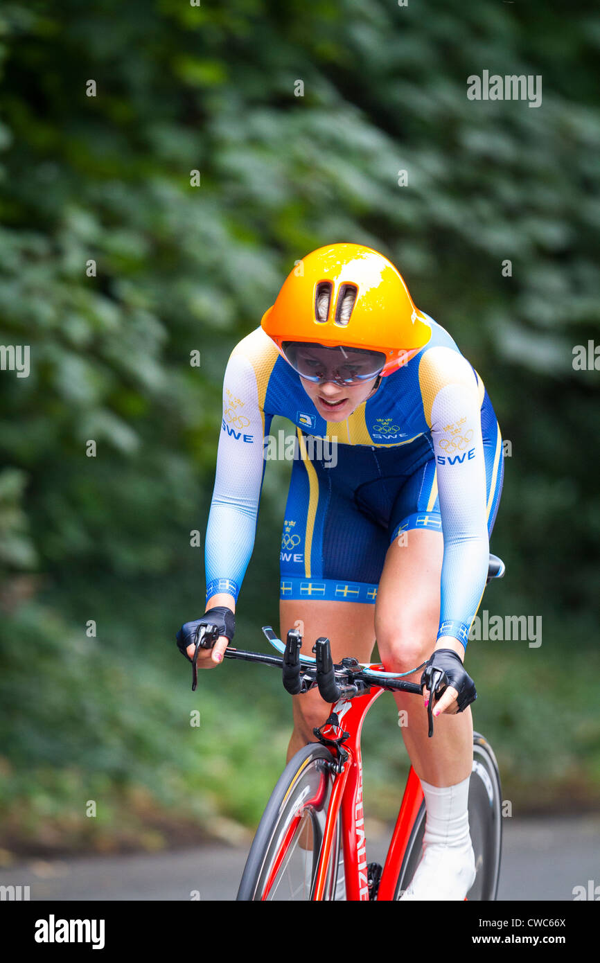 Emilia Fahlin of Sweden racing in the Olympic Time Trial at London 2012 ...