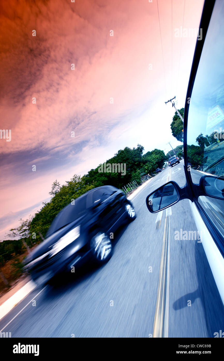 speedy day drive on car Stock Photo - Alamy