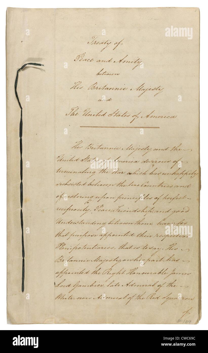 The Treaty of Ghent, which ended the War of 1812. 1814 Stock Photo - Alamy