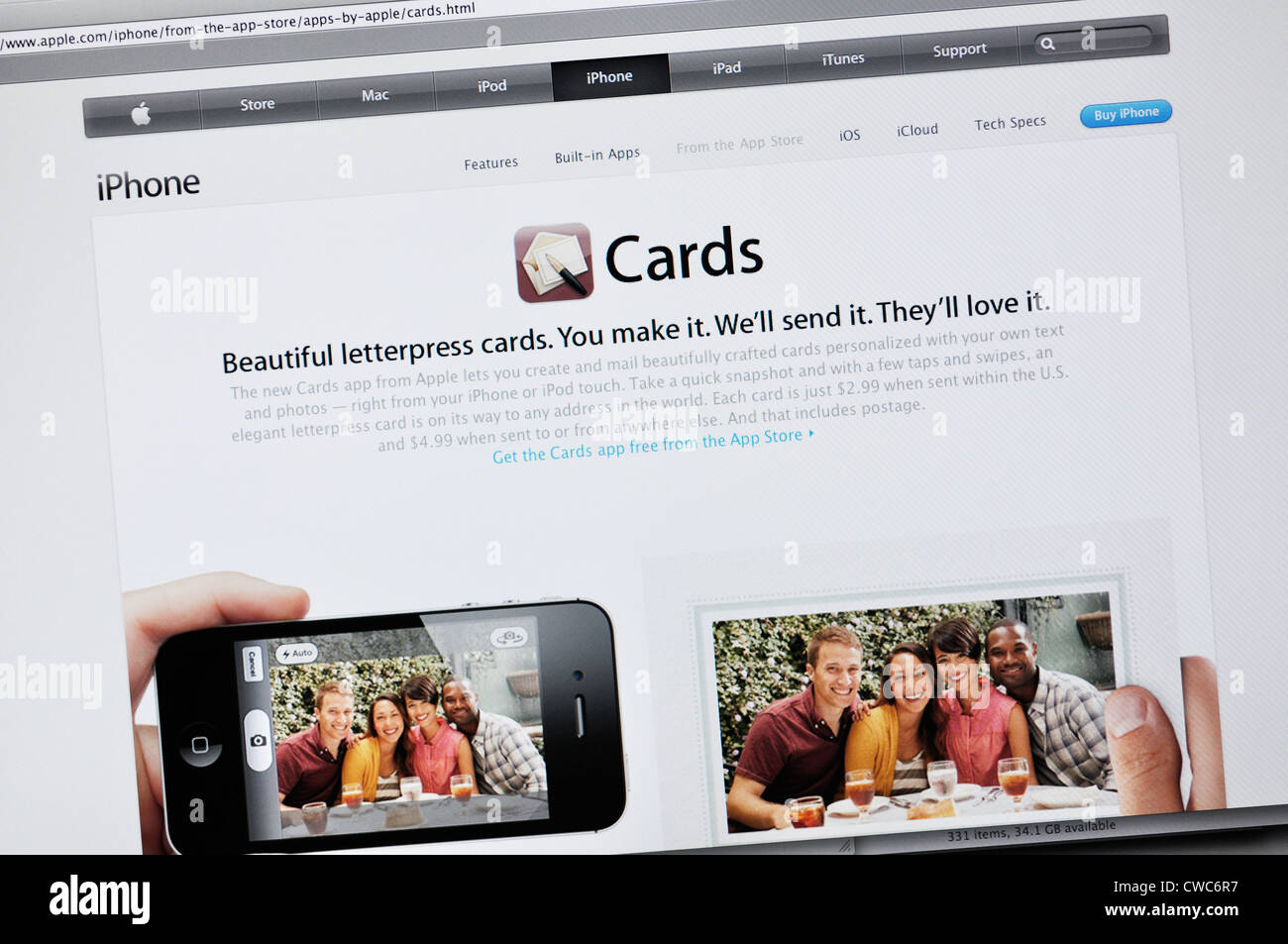 iPhone website - Cards app Stock Photo - Alamy