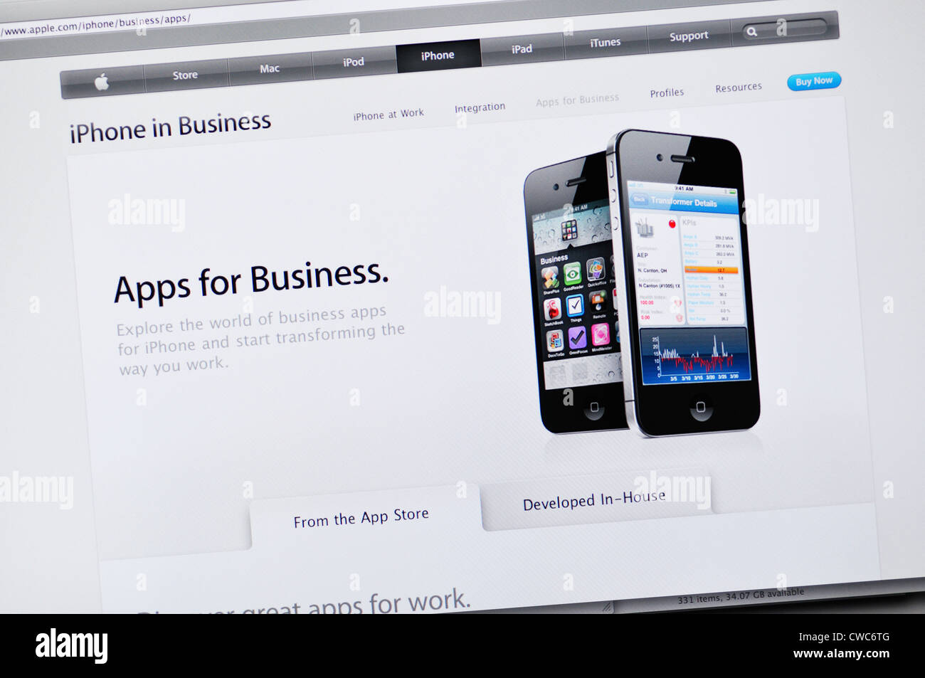 iPhone website - business apps Stock Photo - Alamy