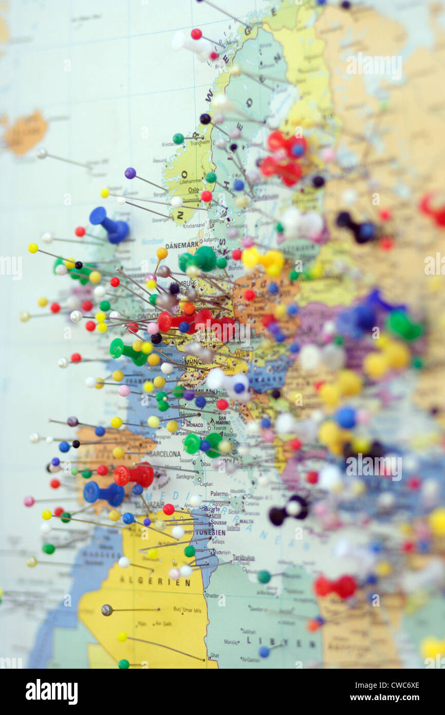 Berlin, Europe map, are inserted into the pin Stock Photo - Alamy