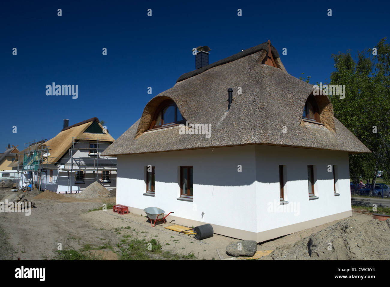Timmendorf - Newly built apartment houses with thatched roof Stock ...