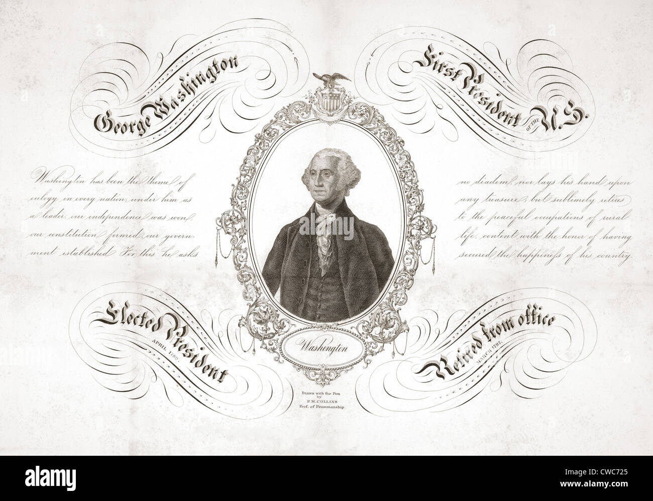 Poster Commemorating George Washington's presidency Stock Photo - Alamy