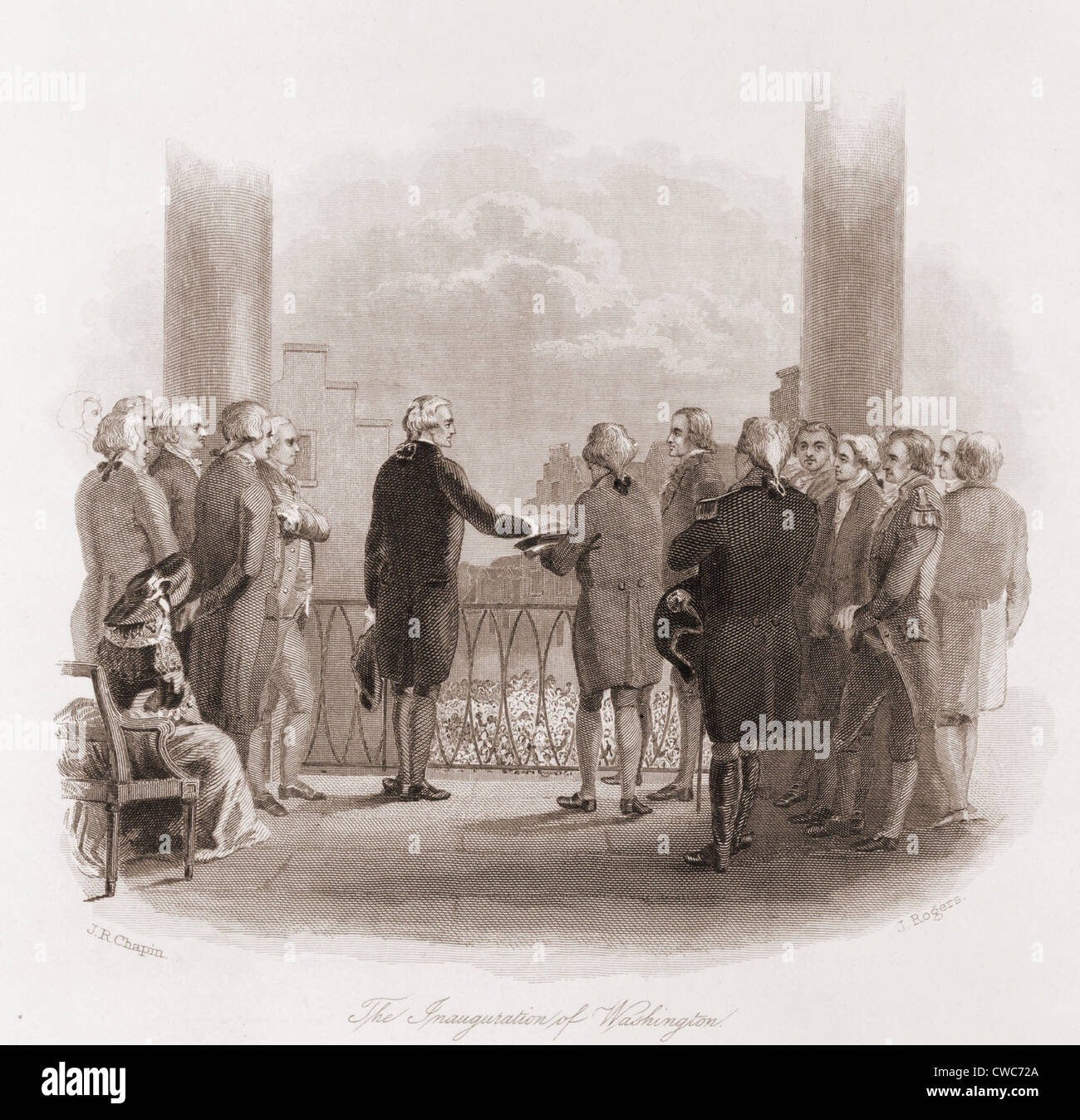 The Inauguration of Washington. Swearing in ceremony at New York's ...