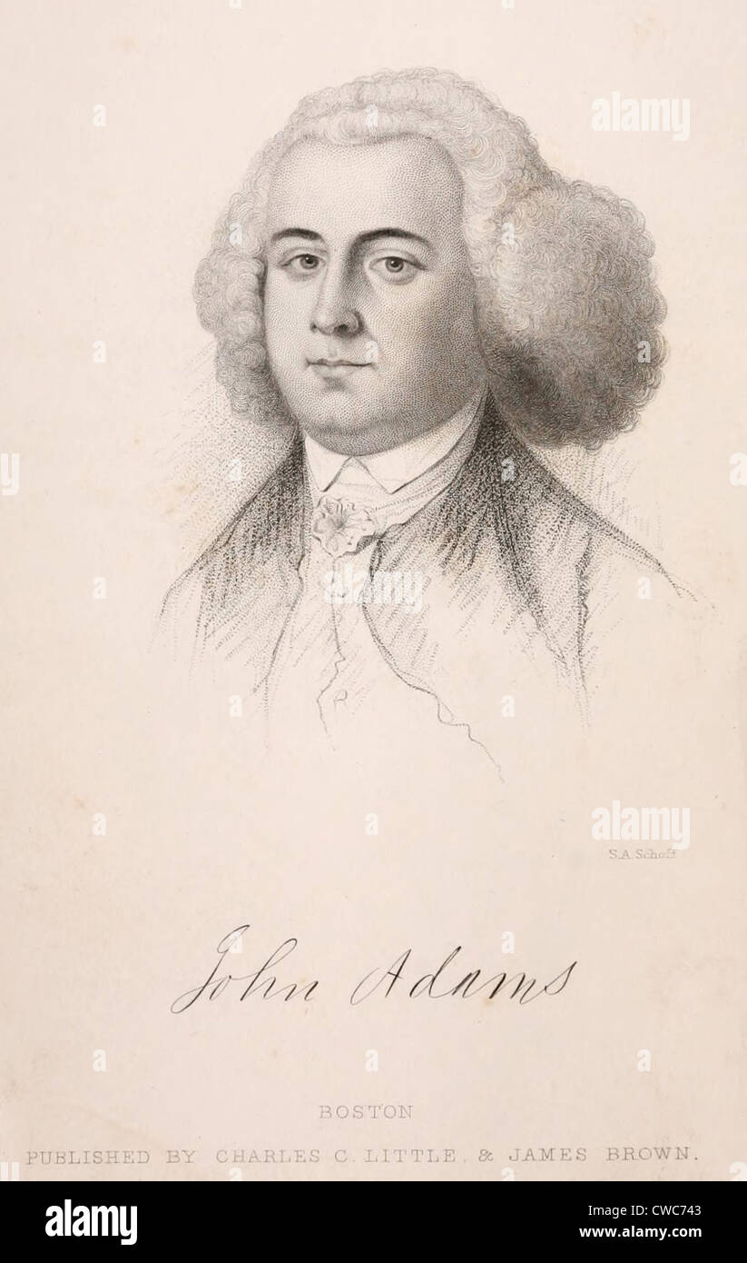 John Adams 1735-1826 . Print from a 1766 portrait by Benjamin Blythe ...